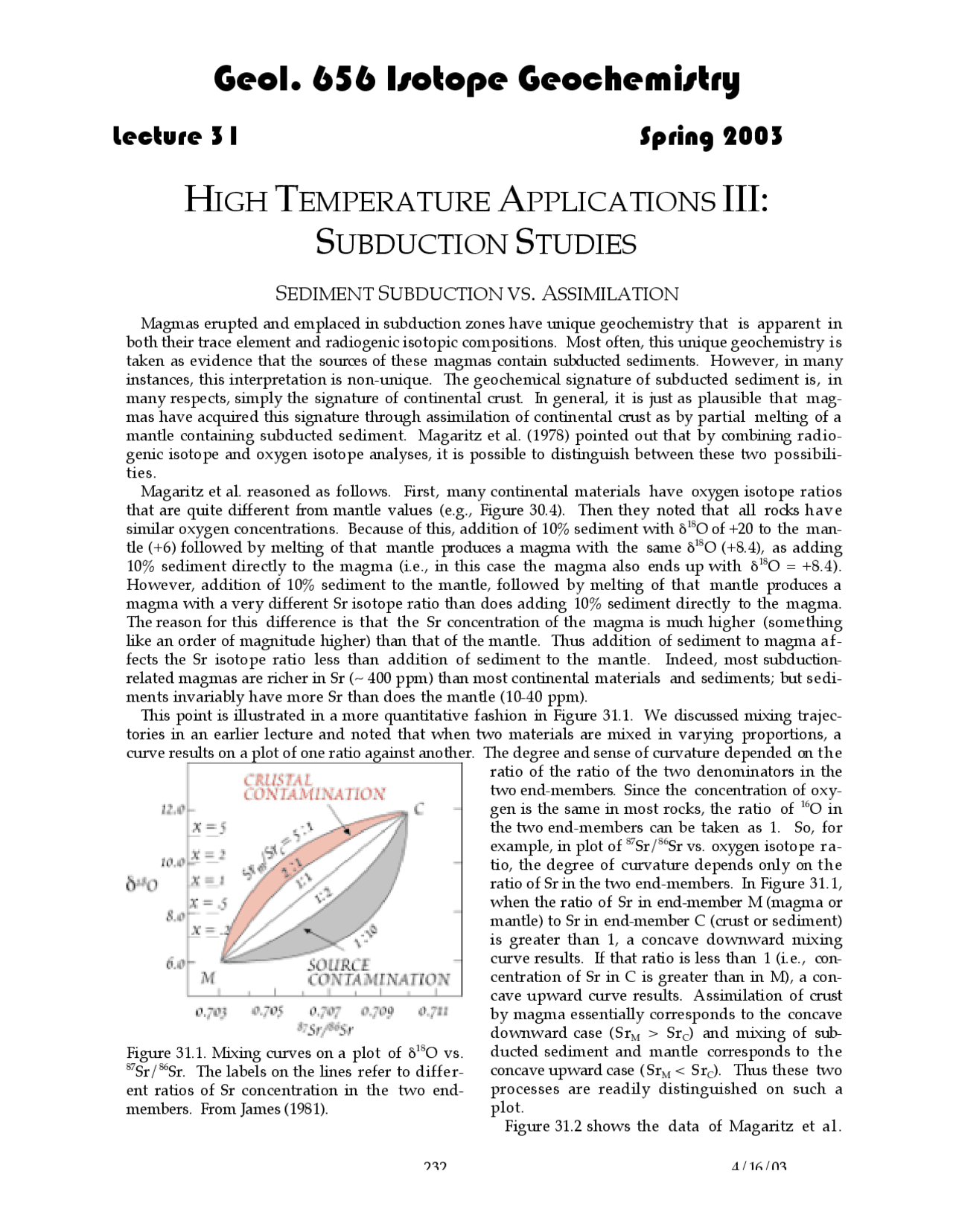 Hydrothermal Activity Metamorphism And Ore Deposits Lecture Notes