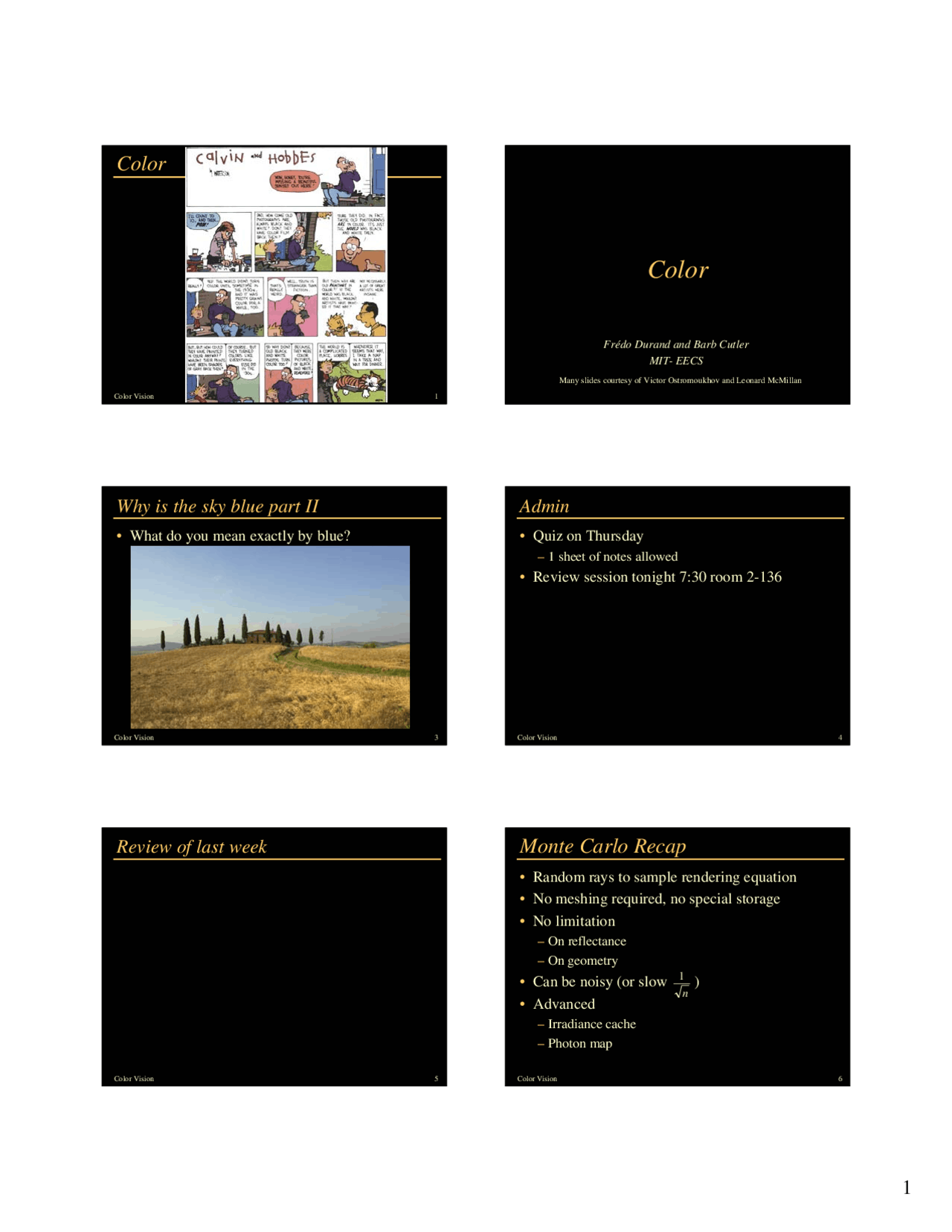 Color Lecture Slides Computer Graphics And Animation 1 Docsity