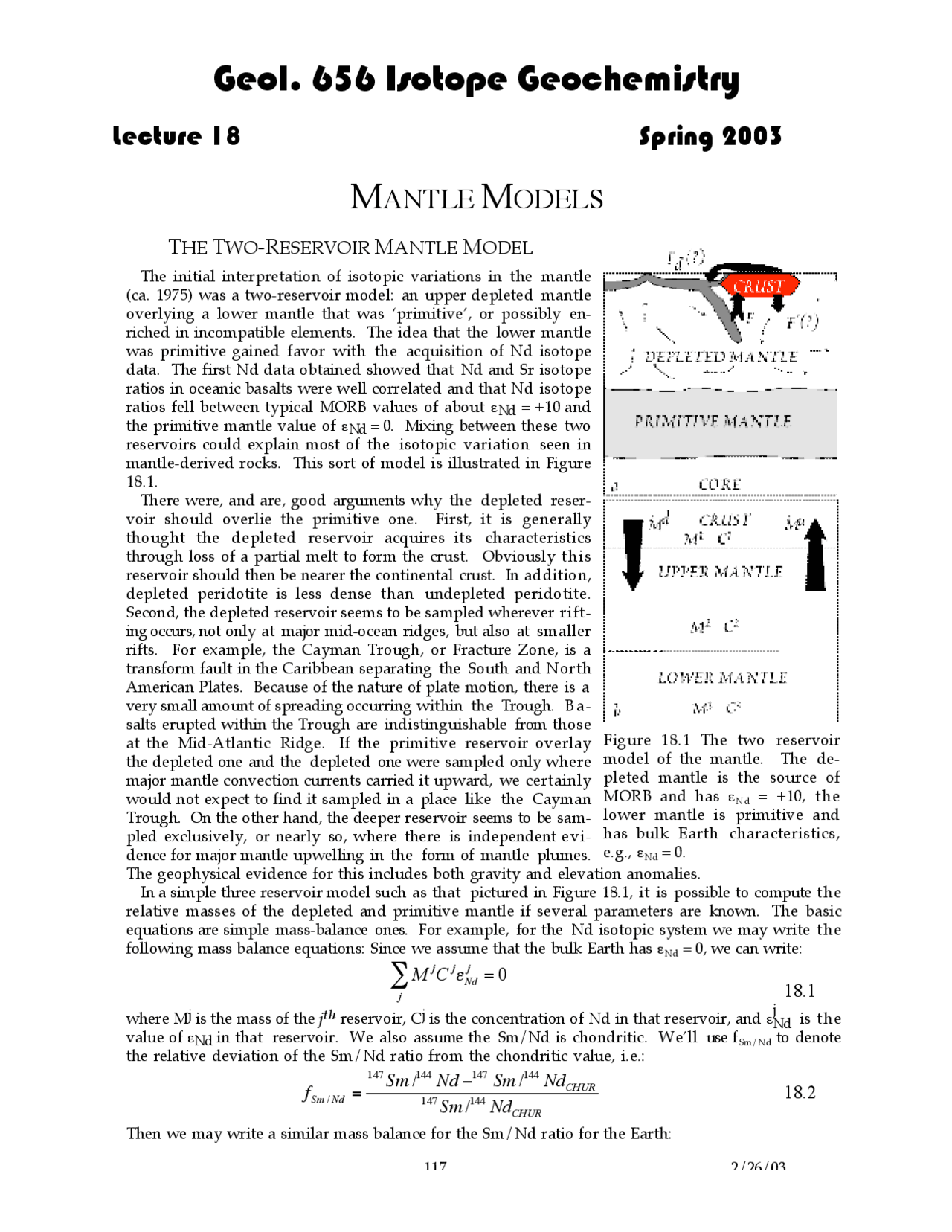 Mantle Models, Lecture Notes - Geochemistry - Docsity