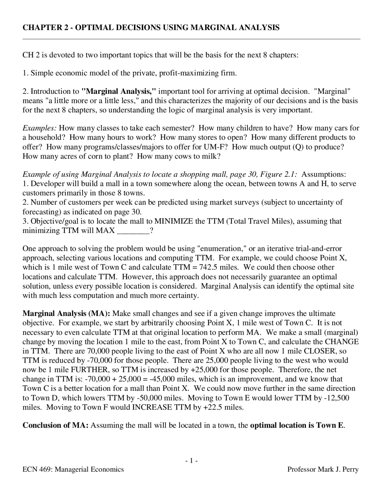 Optimal Decision Using Marginal Analysis Lecture Notes Managerial