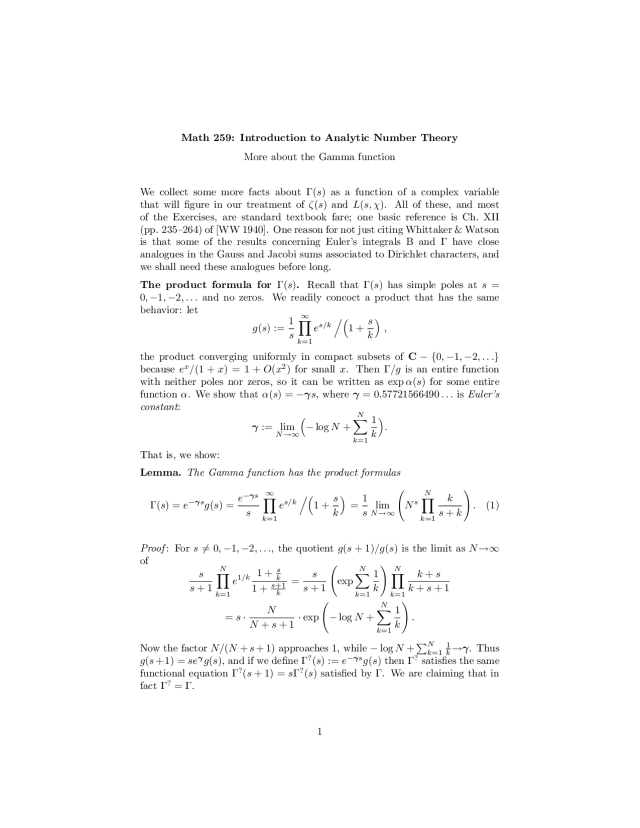 Gamma Functions, Lecture Notes - Mathematics | Study notes Algebra ...