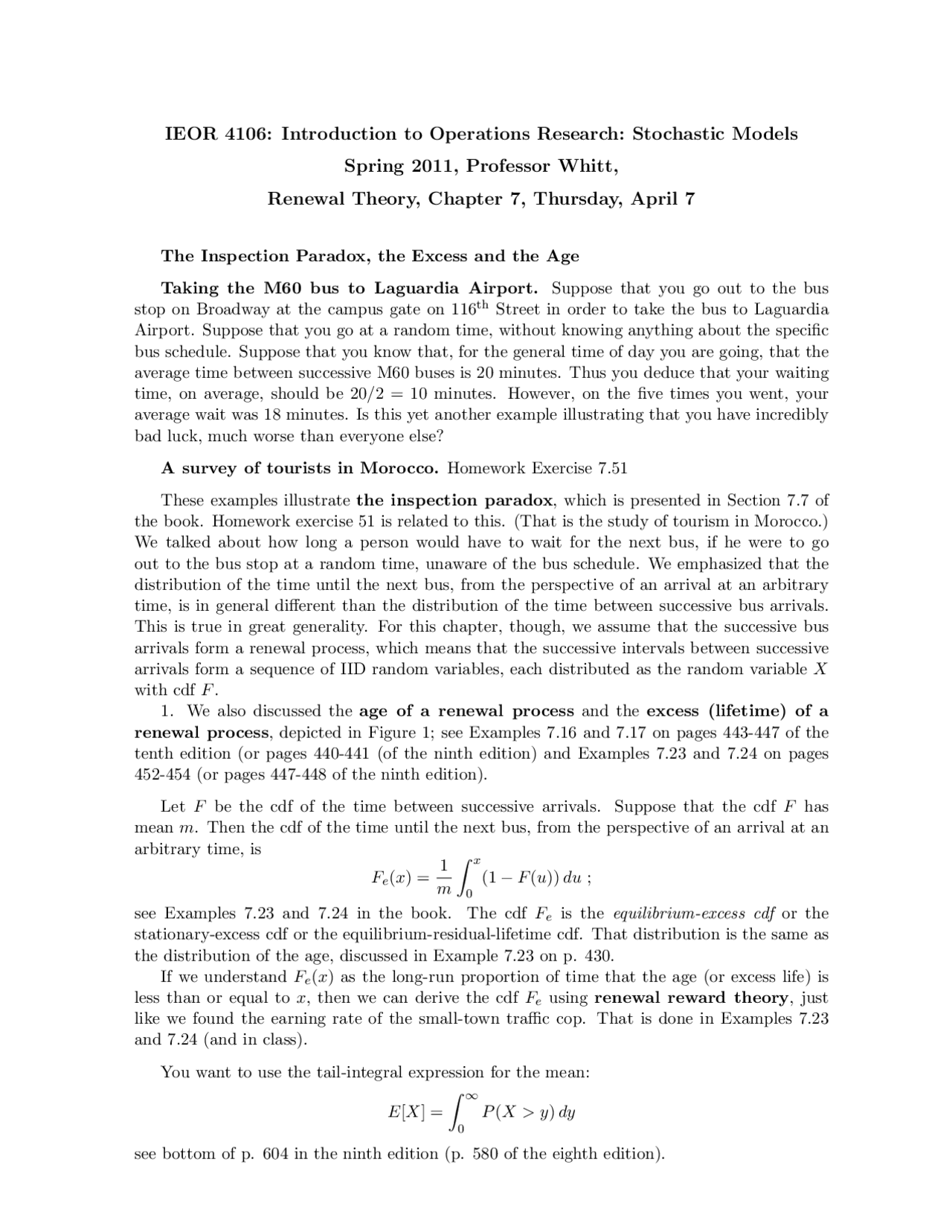 Markov Chains Introduction To Stochastic Model Lecture Notes