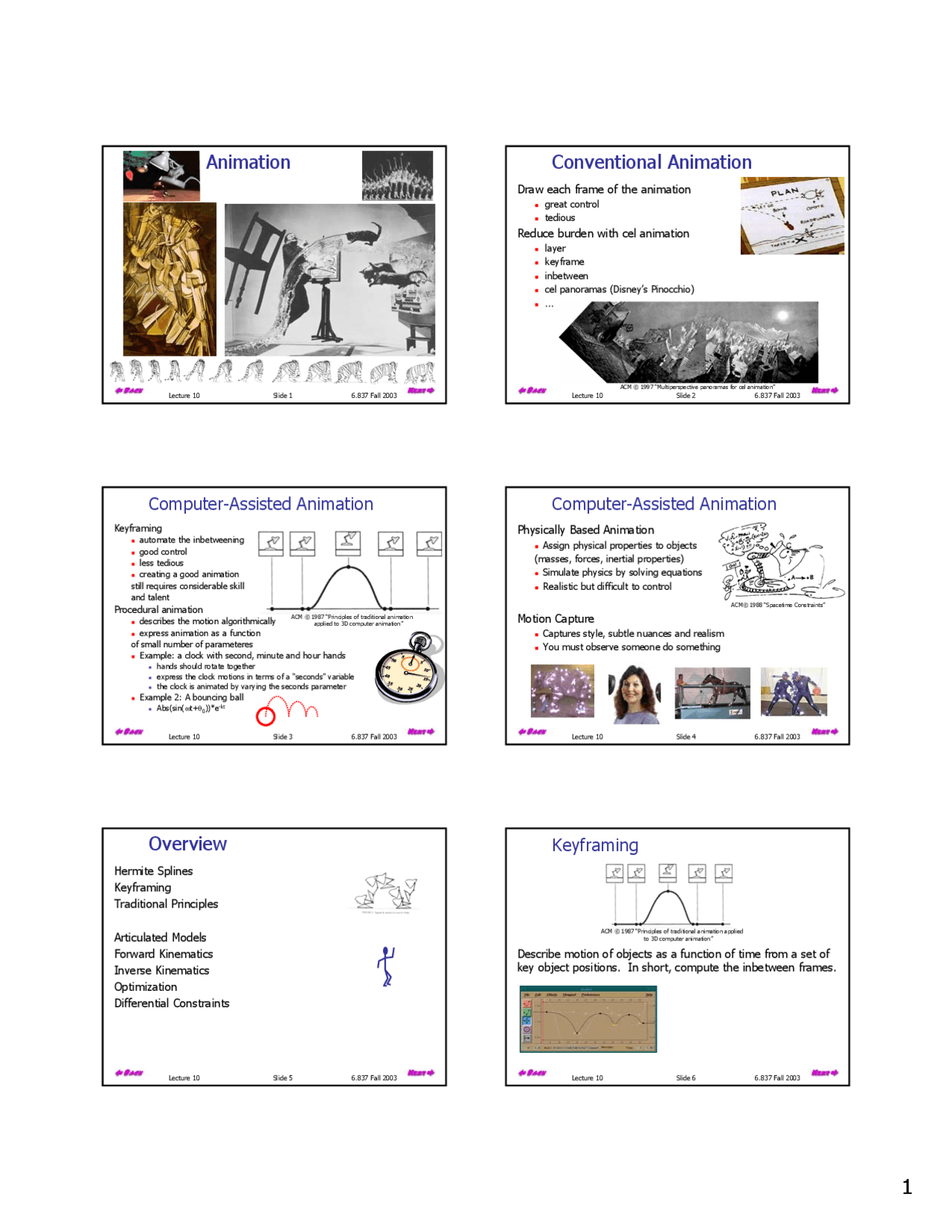 Animation Lecture Slides Computer Graphics And Animation 1 Docsity