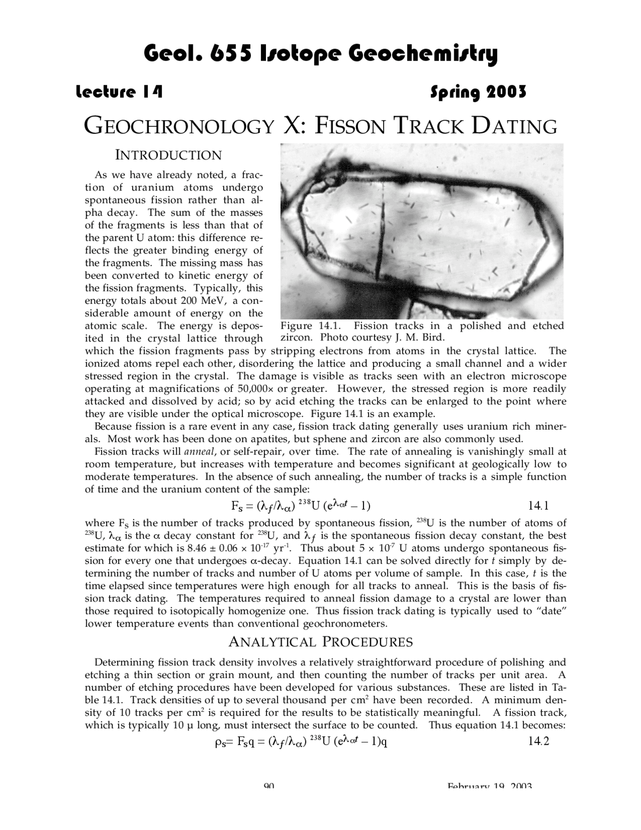 Fission Track Dating, Lecture Notes - Geochemistry - Docsity