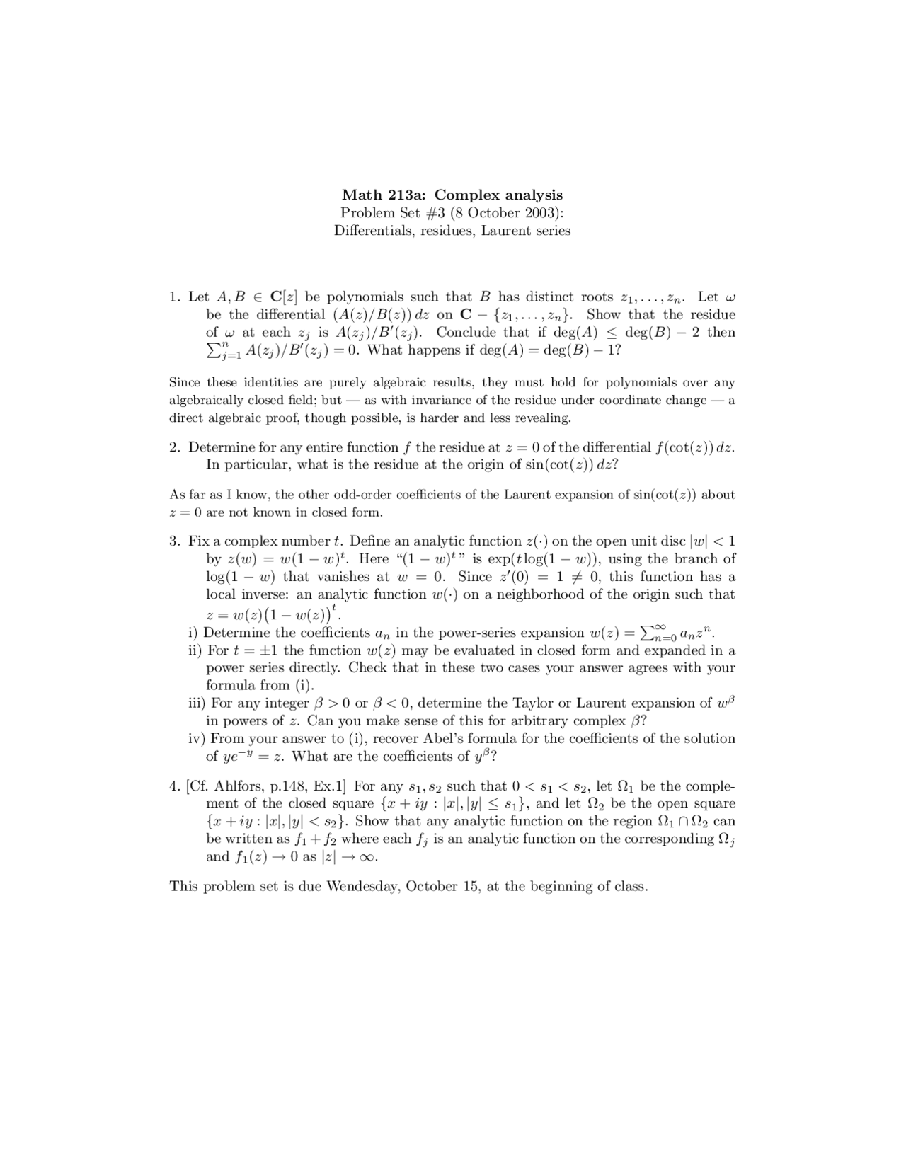 Complex Algebra 4 Exercises Mathematics Docsity