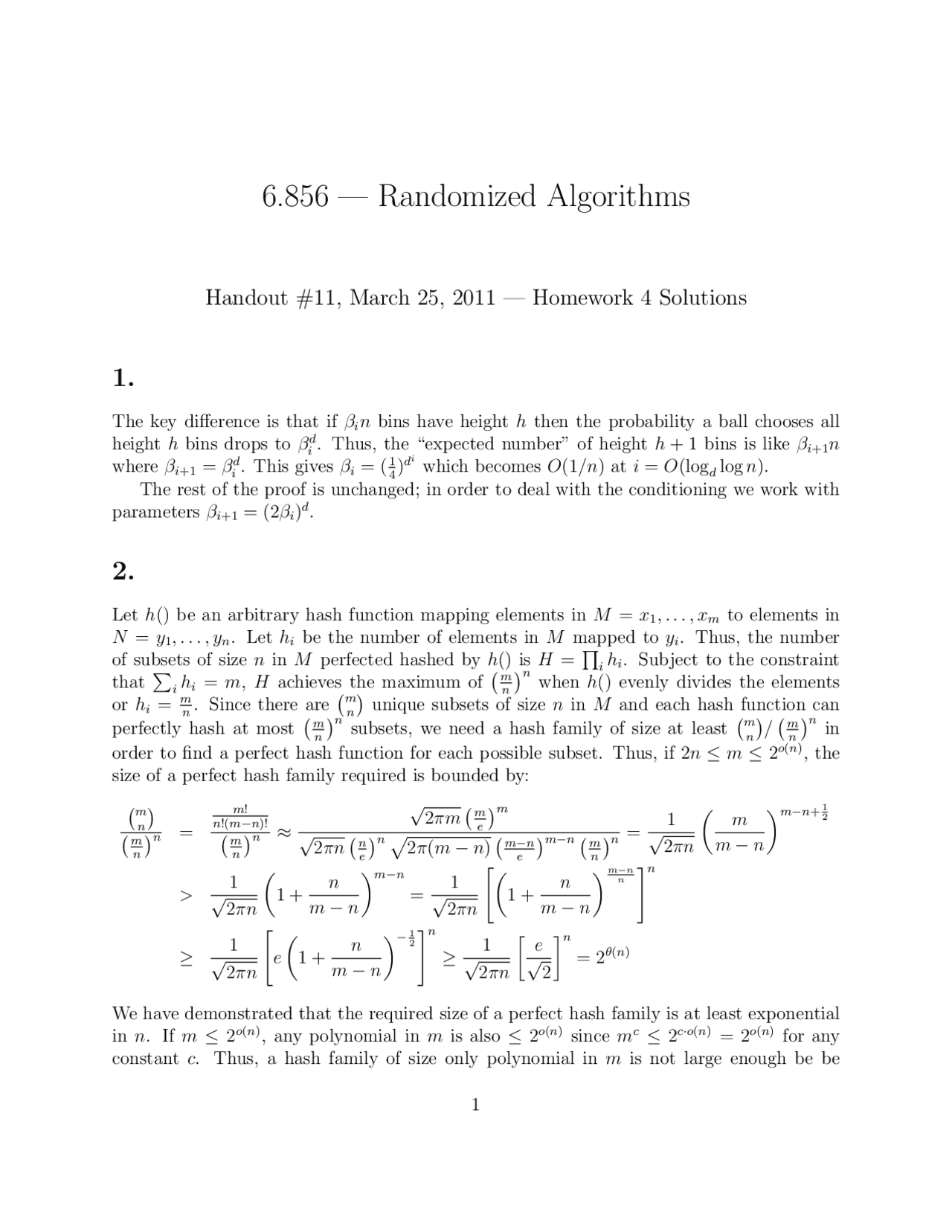 Randomized Algorithms Exercises Solution Discrete Mathematics 4 Docsity