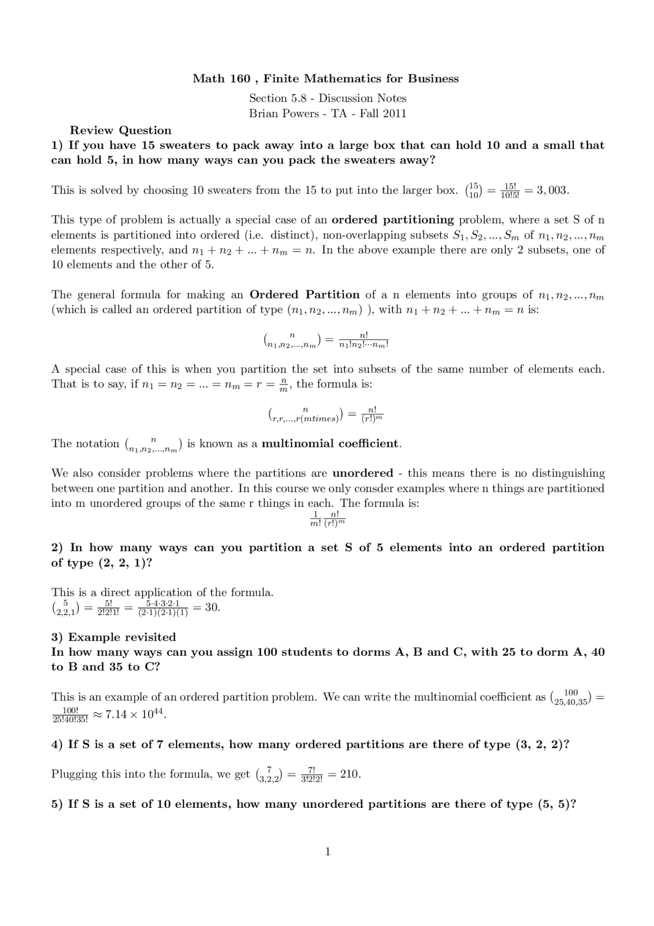 Finite Math for Business: Solving Packing & Partitioning Problems - Prof. Timothy M. Doyle ...
