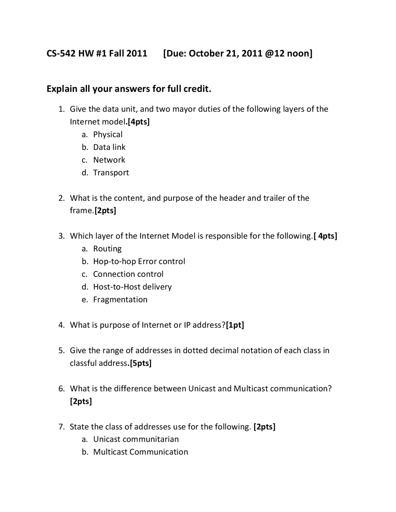 Questions for Homework 1 | Fundamentals of Computer Networks | CS 542 ...
