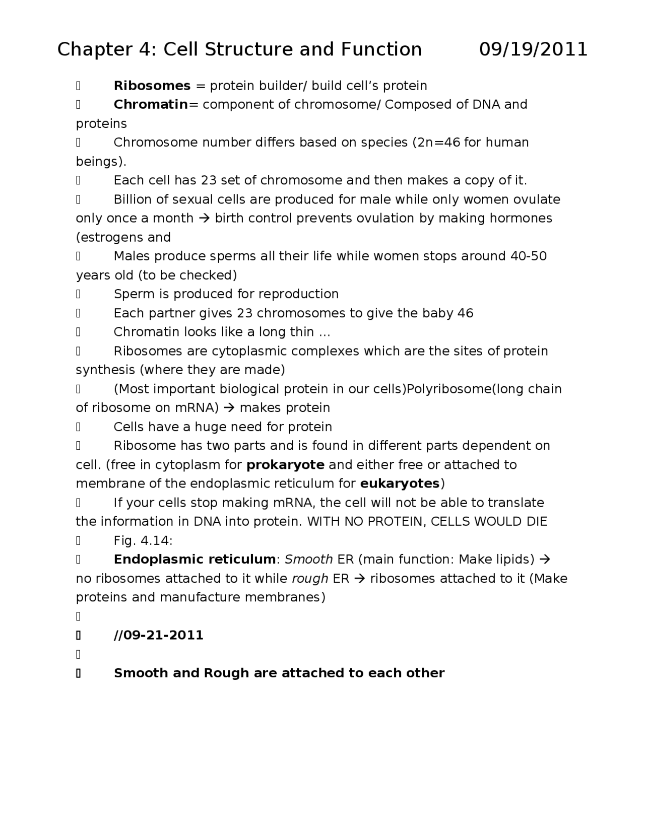Lecture Notes On Cell Structure And Function Biol 1001 Docsity
