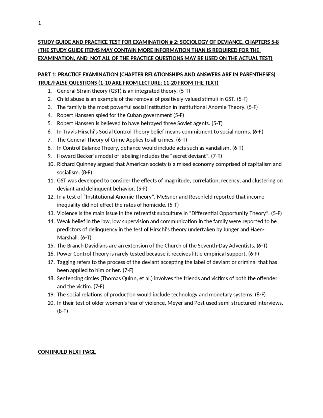 Exam 2 Study Guide - Sociology of Deviance | SOC 3543 | Study notes ...