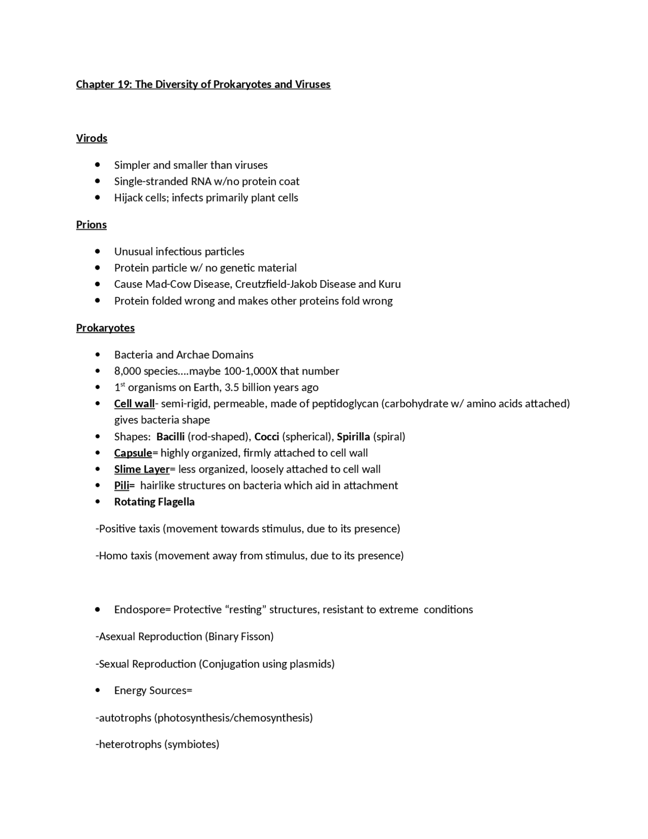 Notes On The Diversity Of Prokaryotes And Viruses Biol 1002 Docsity
