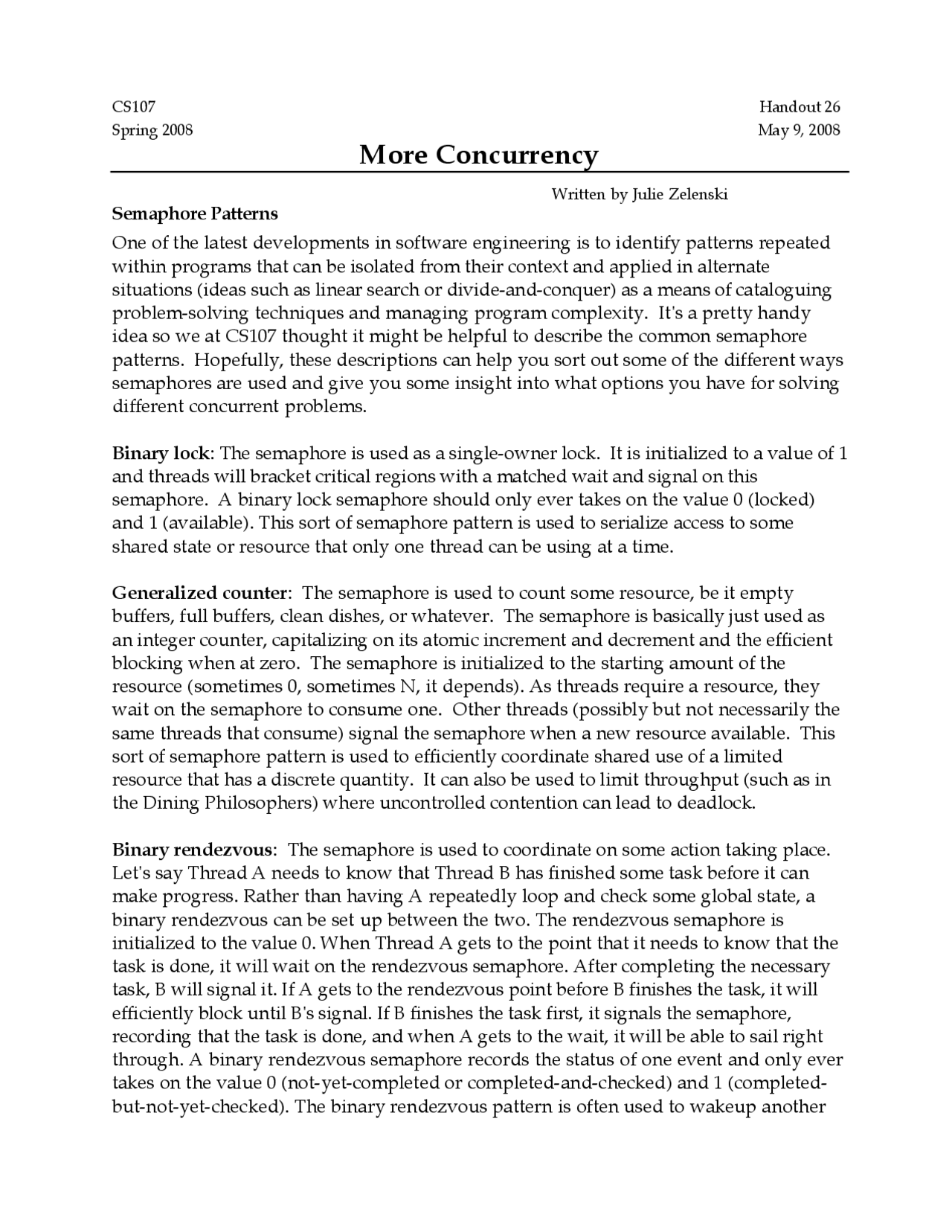 More Concurrency Handouts Programming Paradigms 26 Docsity
