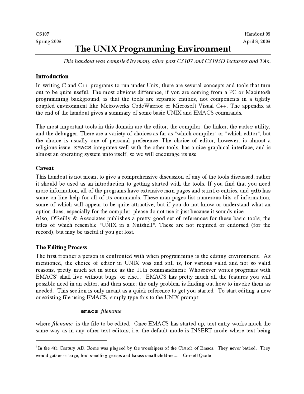 The Unix Programming Environment Handouts Programming Paradigms 8 Docsity