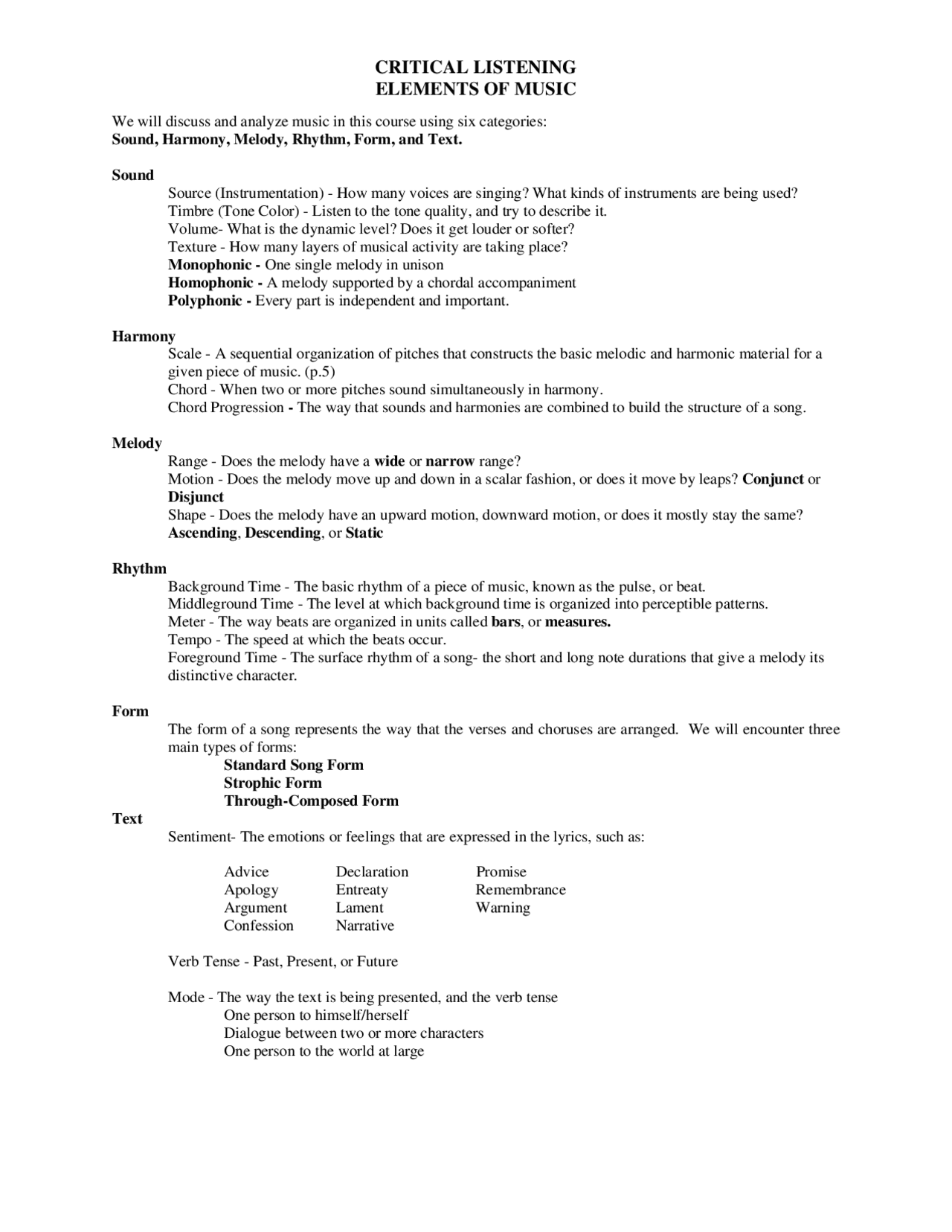Elements of Music - History Analysis Rock Music | MUSI 2060 - Docsity