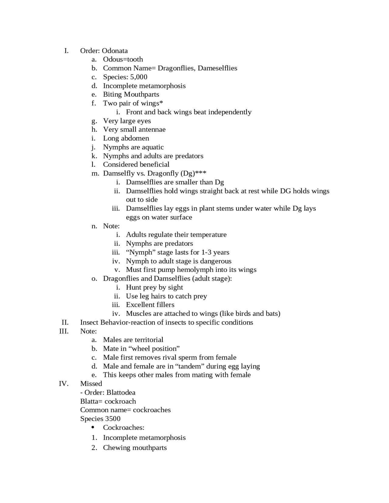 Review Sheet For Insects And The Environment Ento 2010 Docsity