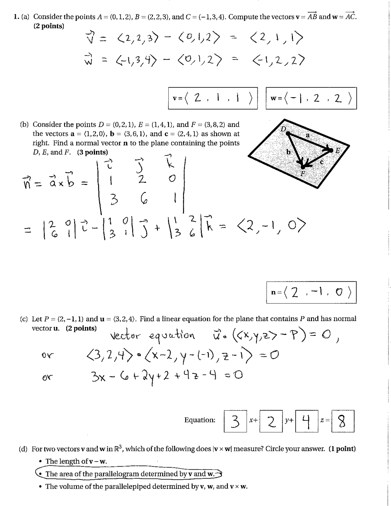 Calculus Lll Exam 1 Questions With Solutions Math 241 Docsity