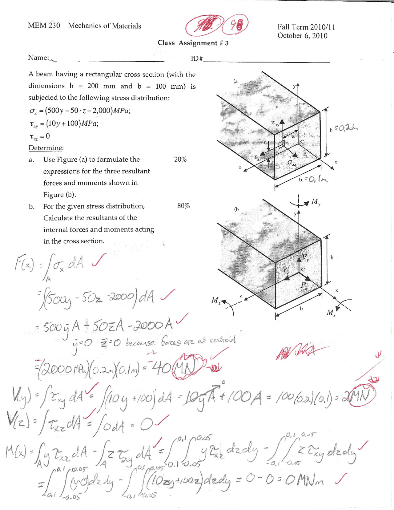 Mechanics of Materials I - Solutions to Assignment 3 | MEM 230 | Quizzes Mechanics of Materials ...