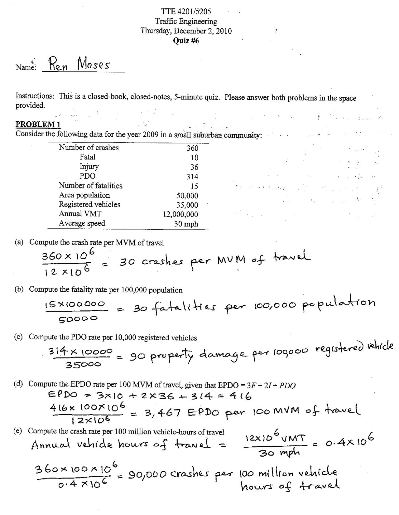 5 Problems With Solution Of Traffic Engineering Quiz 6 Tte 4201