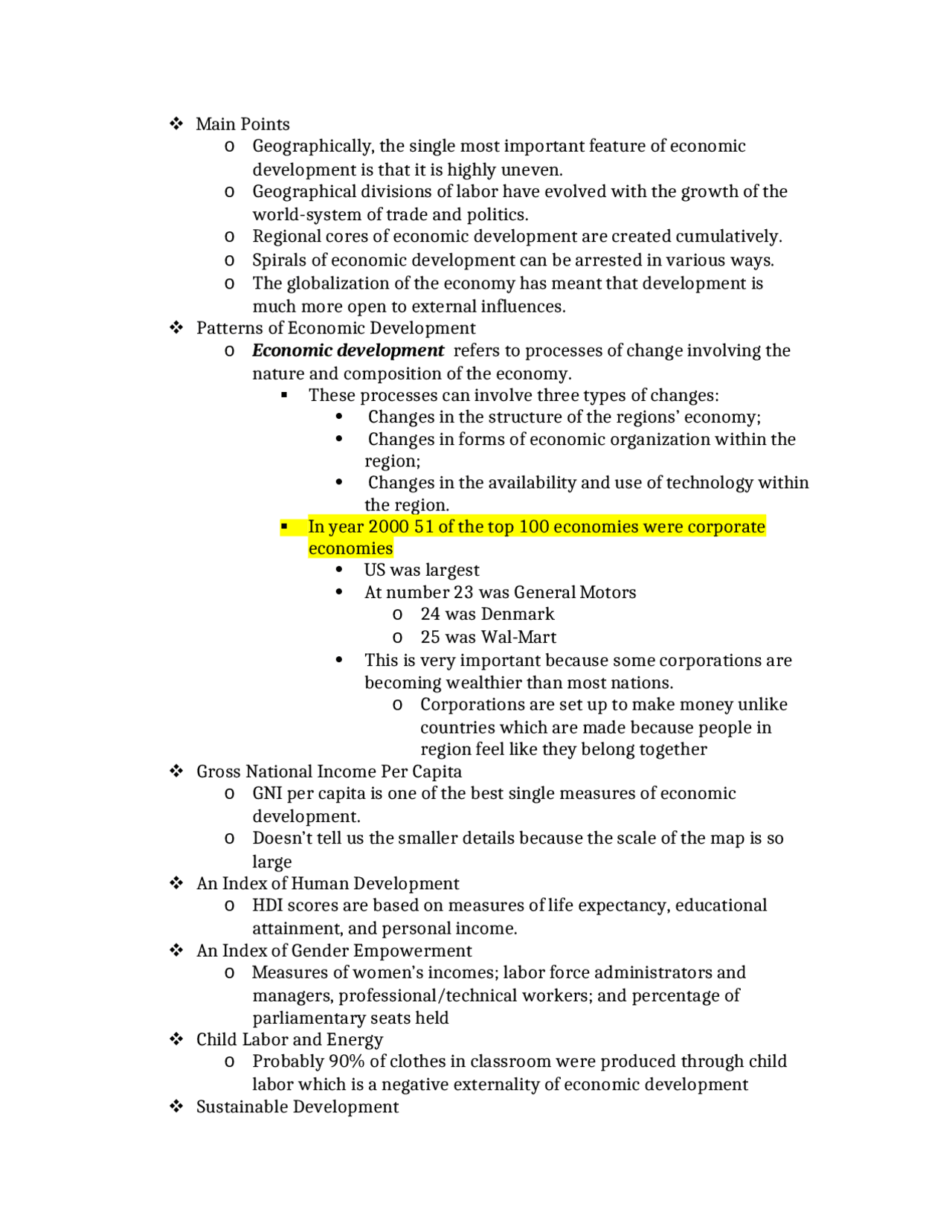 Patterns of Economic Development - Lecture Notes | GEOG 1101 | Study ...