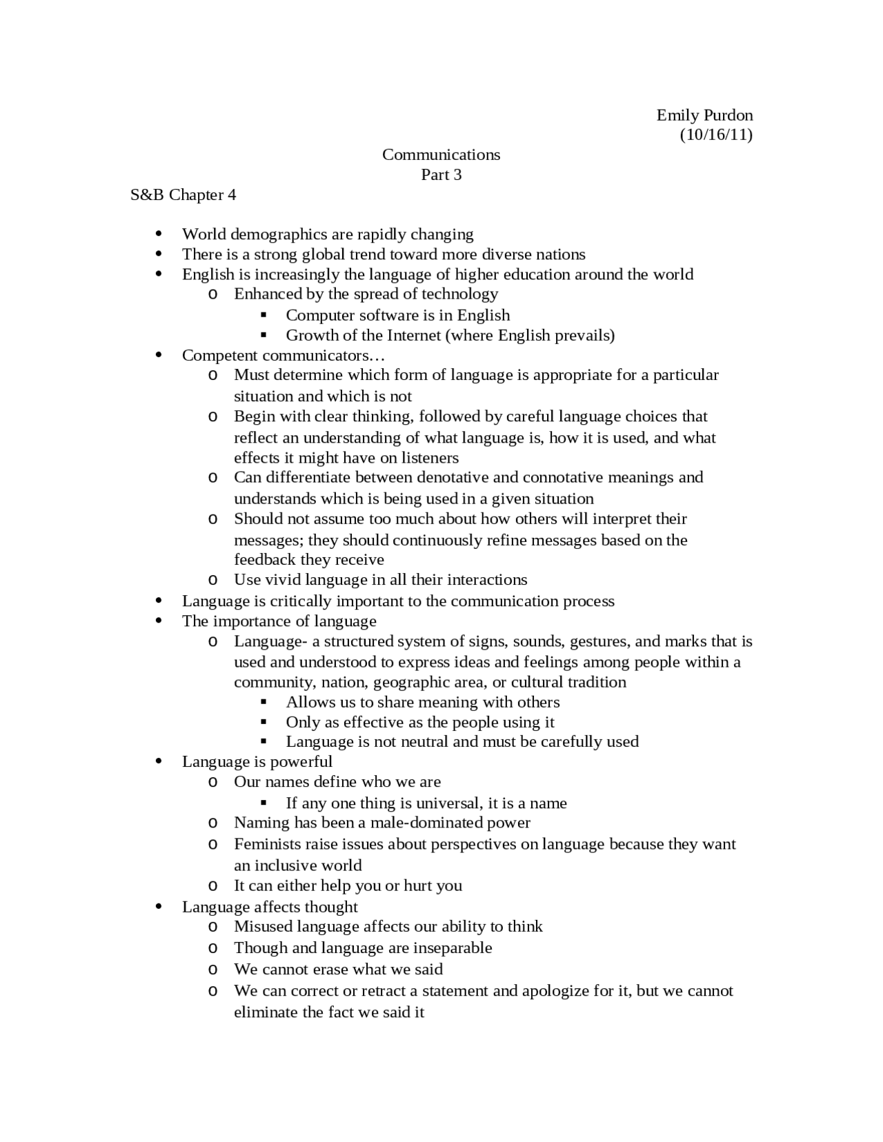Notes For Quiz 3 Communication Skills Comm 1015 Quizzes