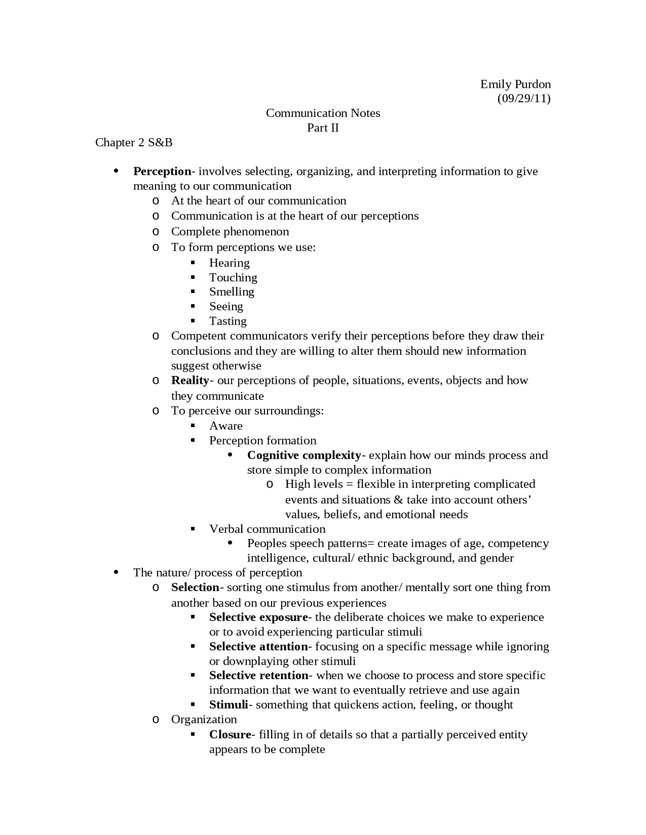 Notes For Quiz 2 Communication Skills Comm 1015 Docsity