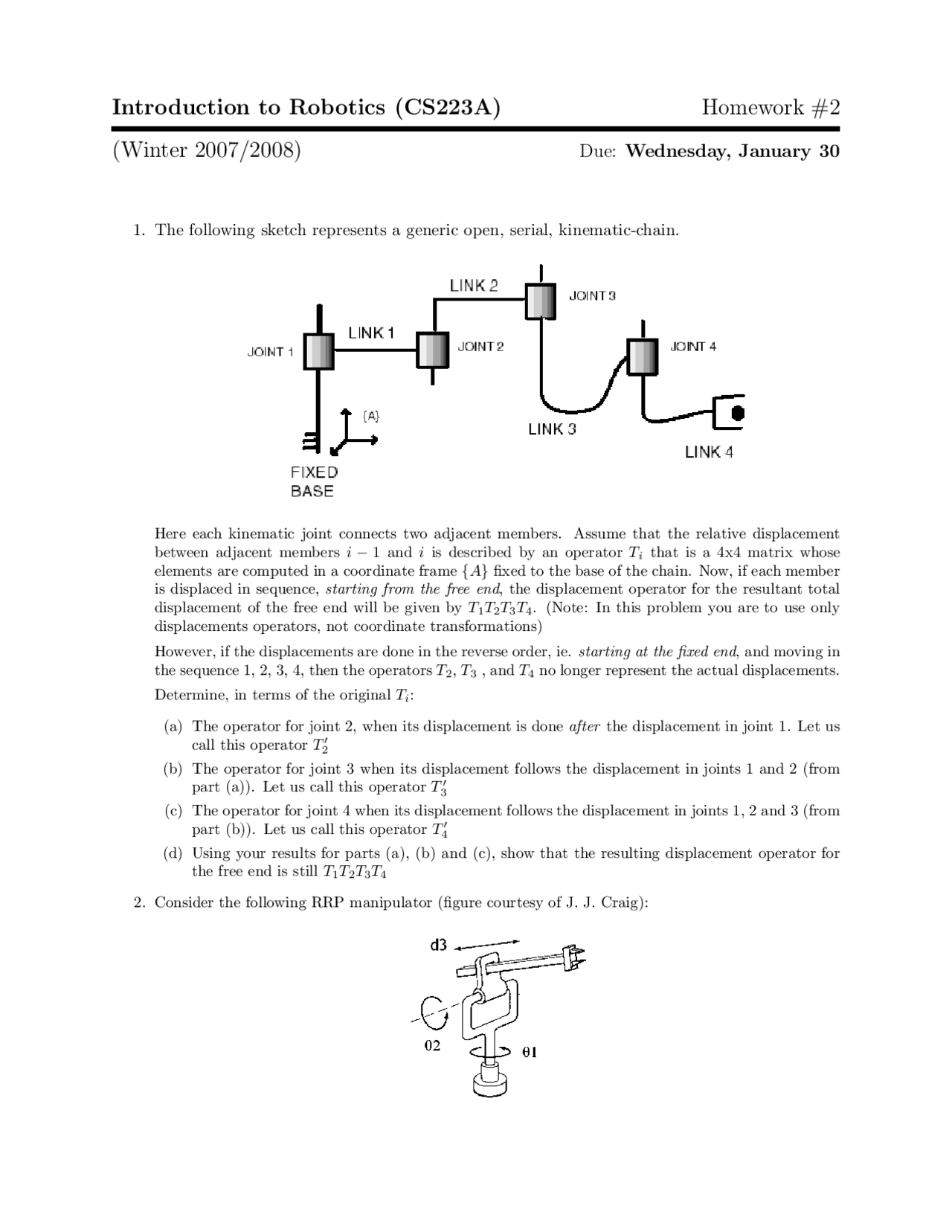 Introduction to Robotics Assignments 2007/2008 - 2 | Study notes ...