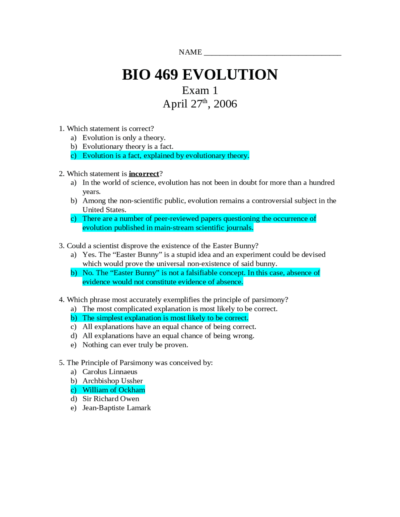 67 Solved Mcqs On Evolution For Exam 1 Bio 217 Docsity