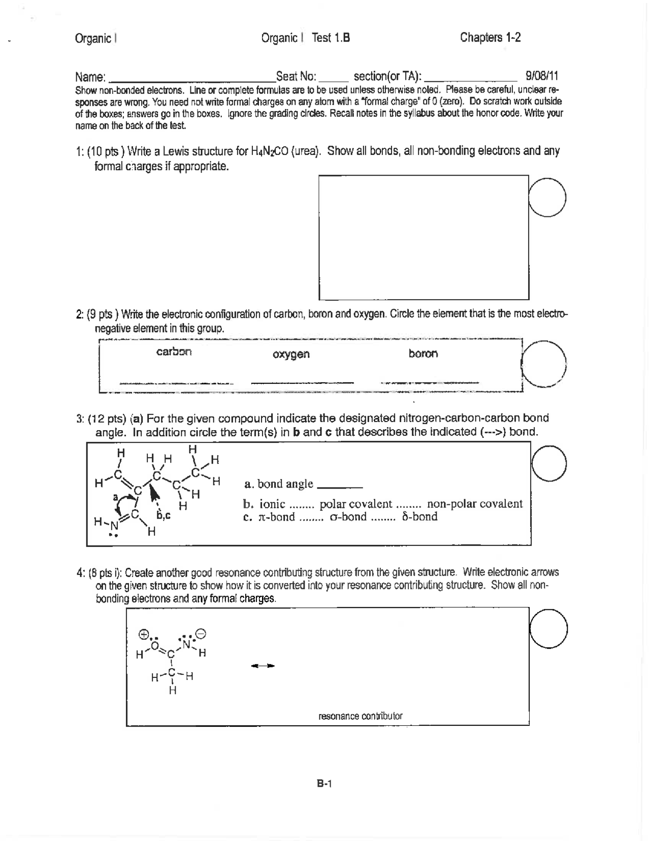 14 Questions on Organic Chemistry I with Answers | CHEM 333 - Docsity