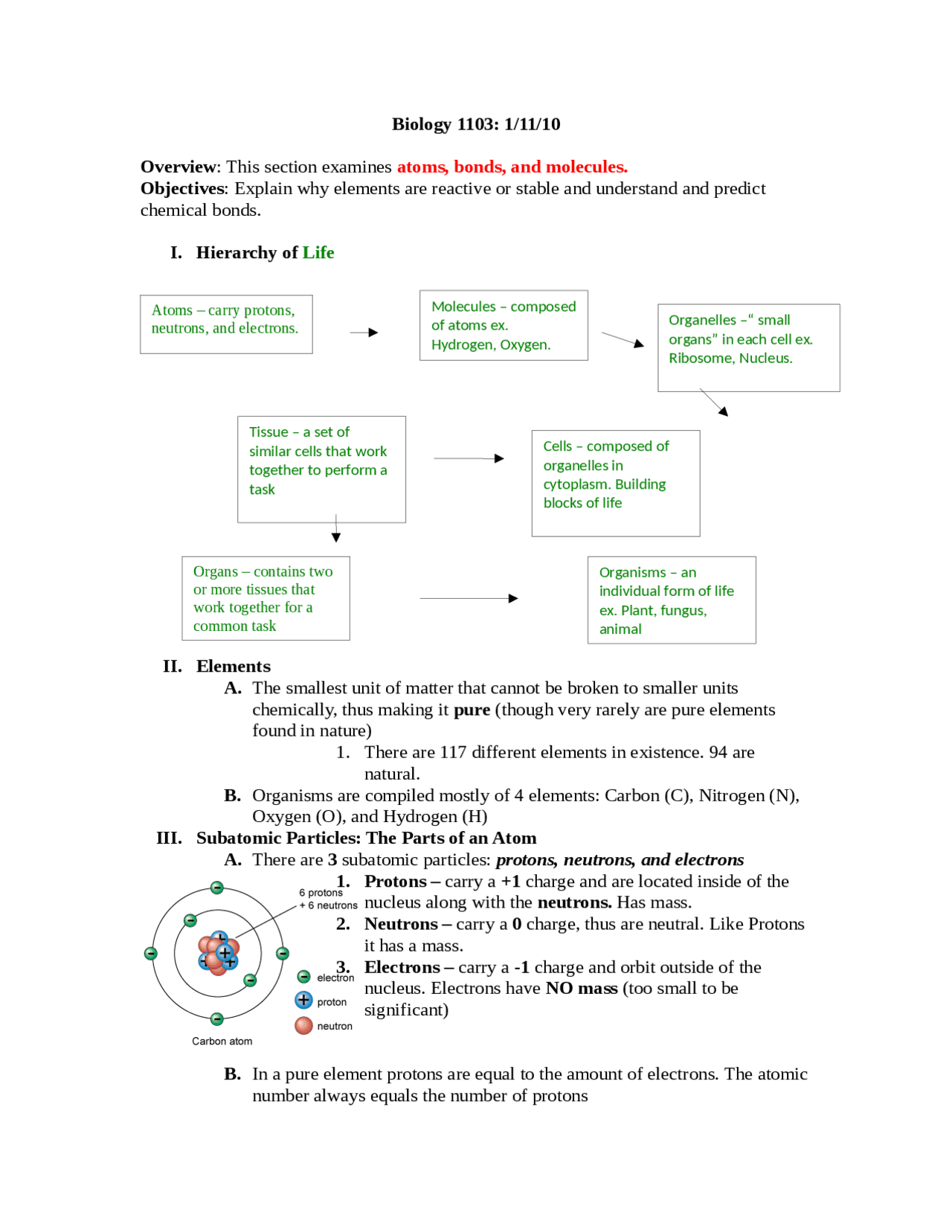 Lecture Notes On Atoms Bond And Molecules Biol 1103 Docsity