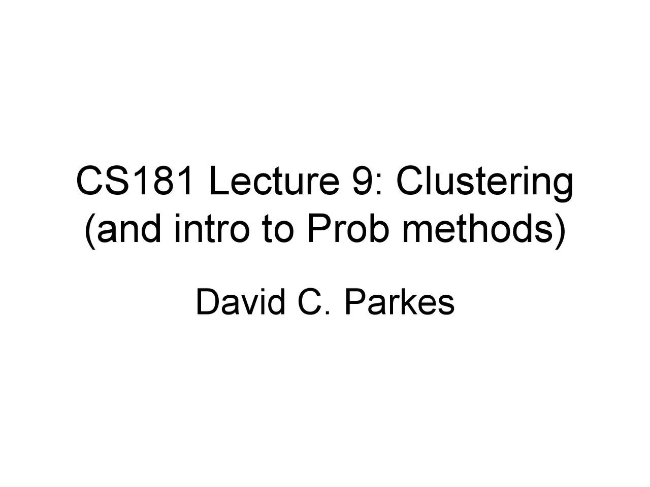 Clustering Algorithms Overview Lecture Notes Computer Science Docsity