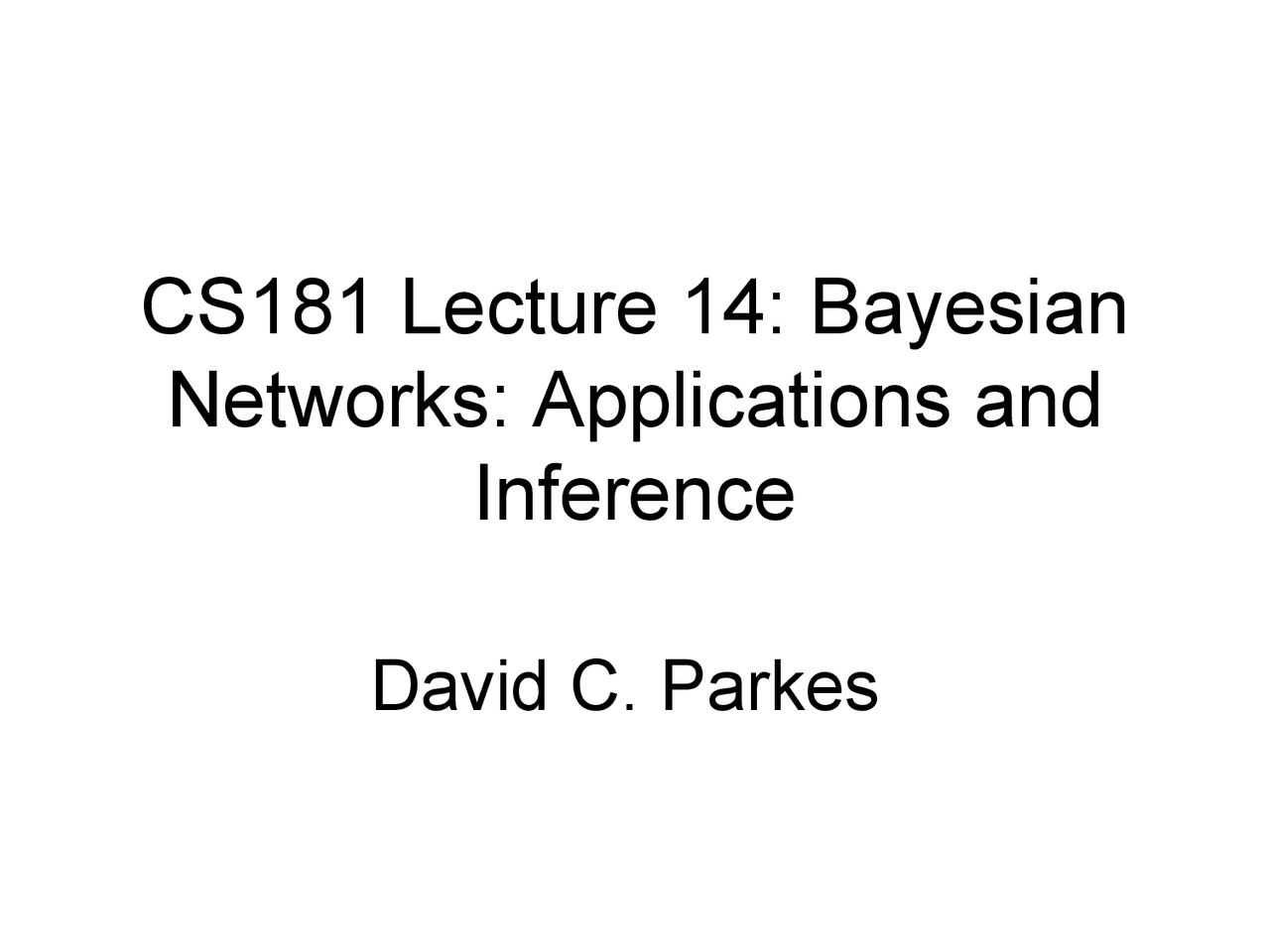 Bayesian Network Lecture Notes Computer Science Docsity