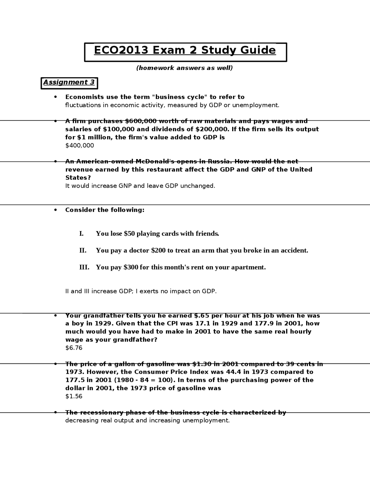 Exam 2 Study Guide - Principles of Macroeconomics | ECO 2013 - Docsity