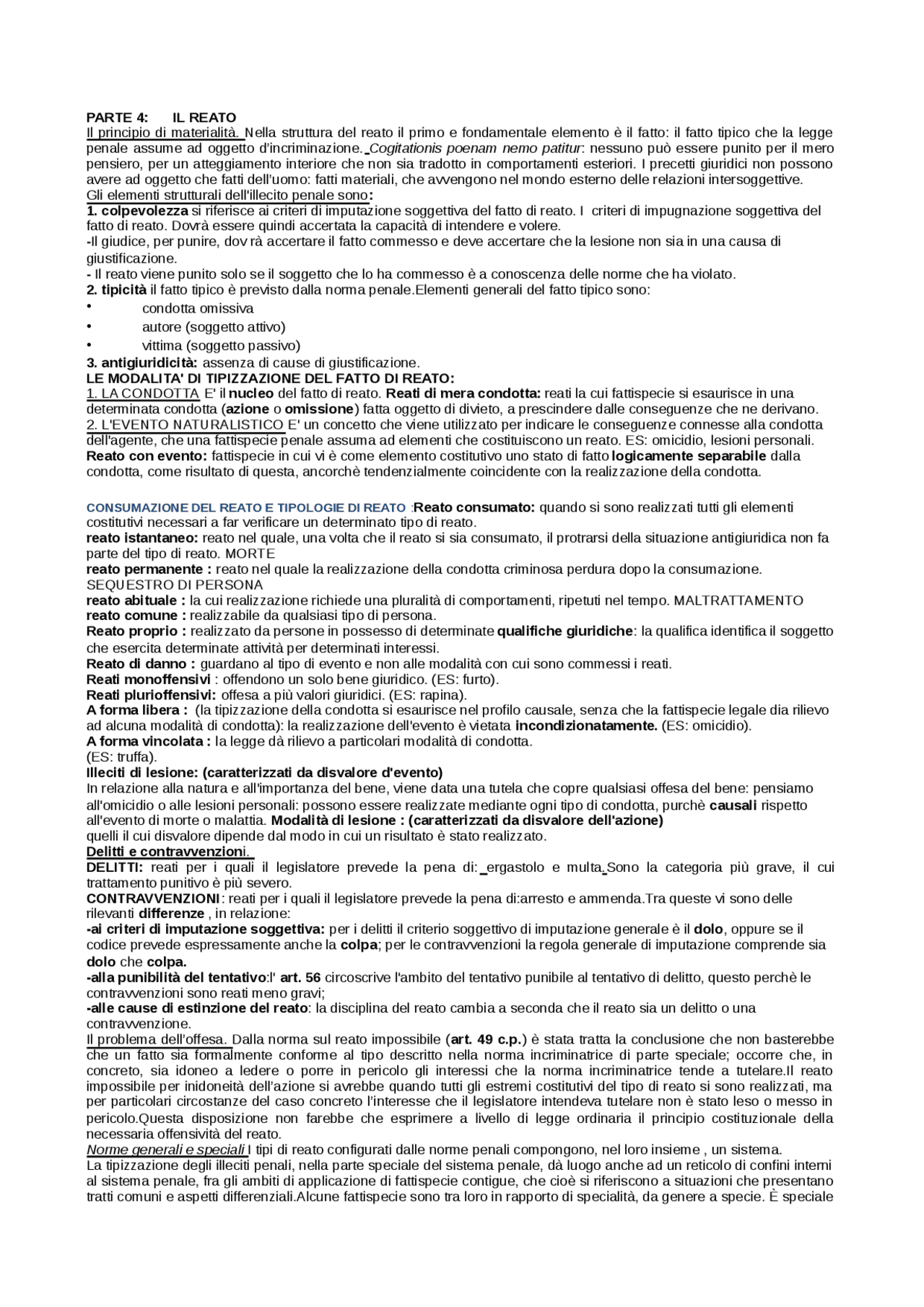 Appunti Diritto Penale Parte 4 Reato Docsity