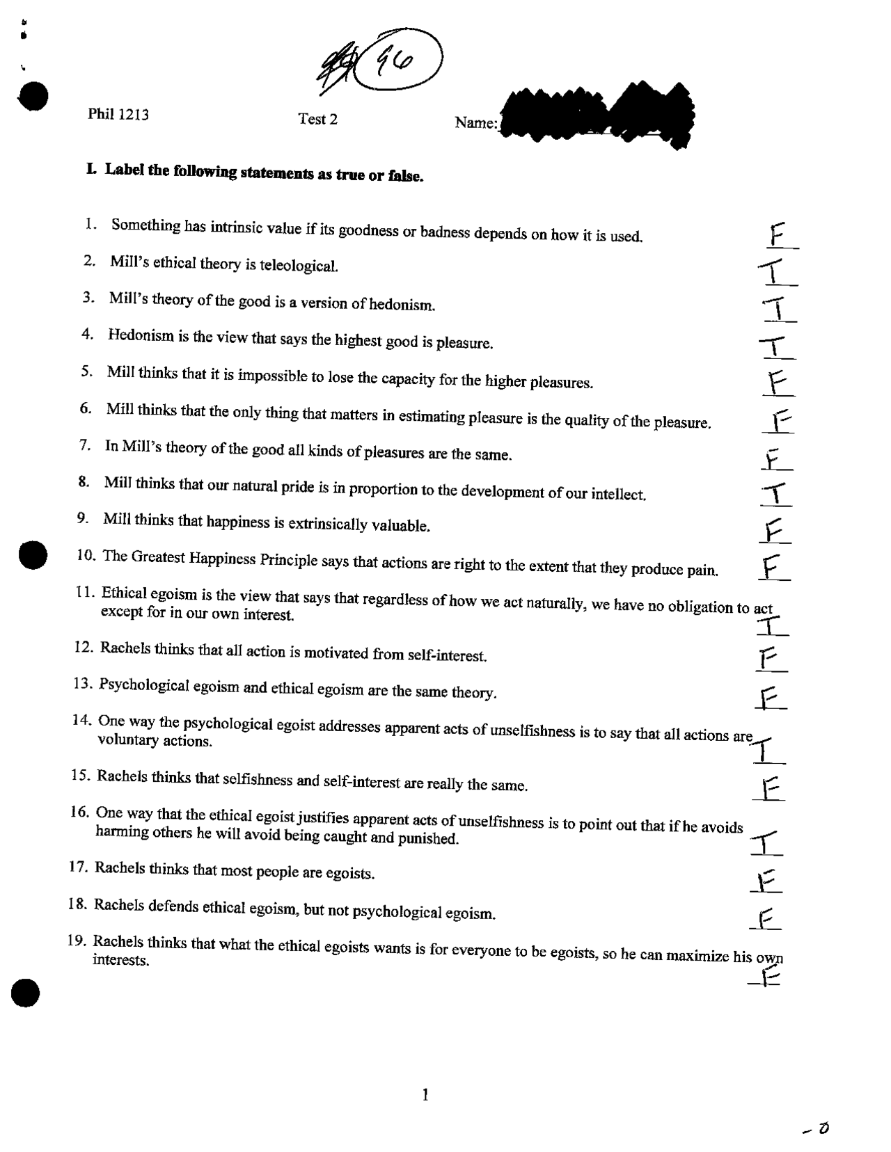 40 Questions On Philosophy Of Life Exam 2 Phil 1213 Docsity