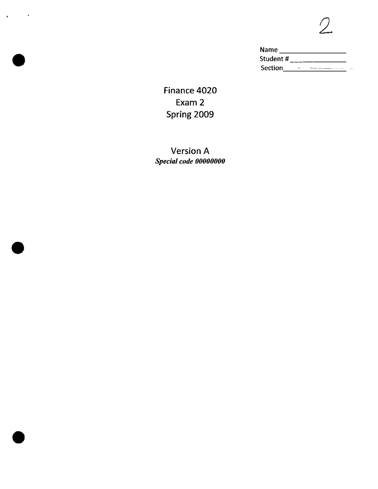 Solutions To Exam 2 For Investments Financ 4020 Docsity