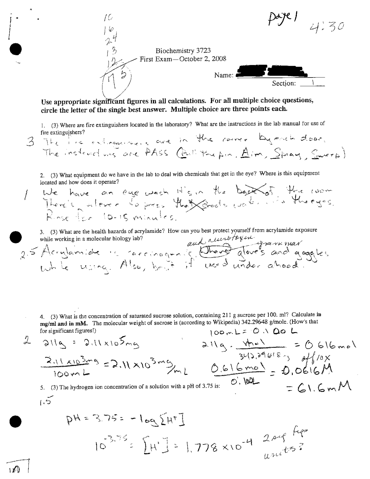 18 Solved Questions On Analytical Biochemistry Exam 1 Bioc 3723