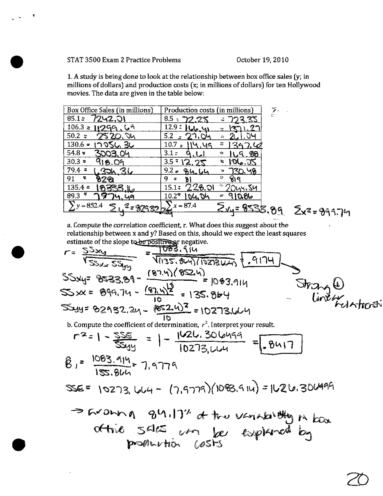 Problems with Solution - Introduction to Probability and Statistics II | STAT 3500 | Exams ...