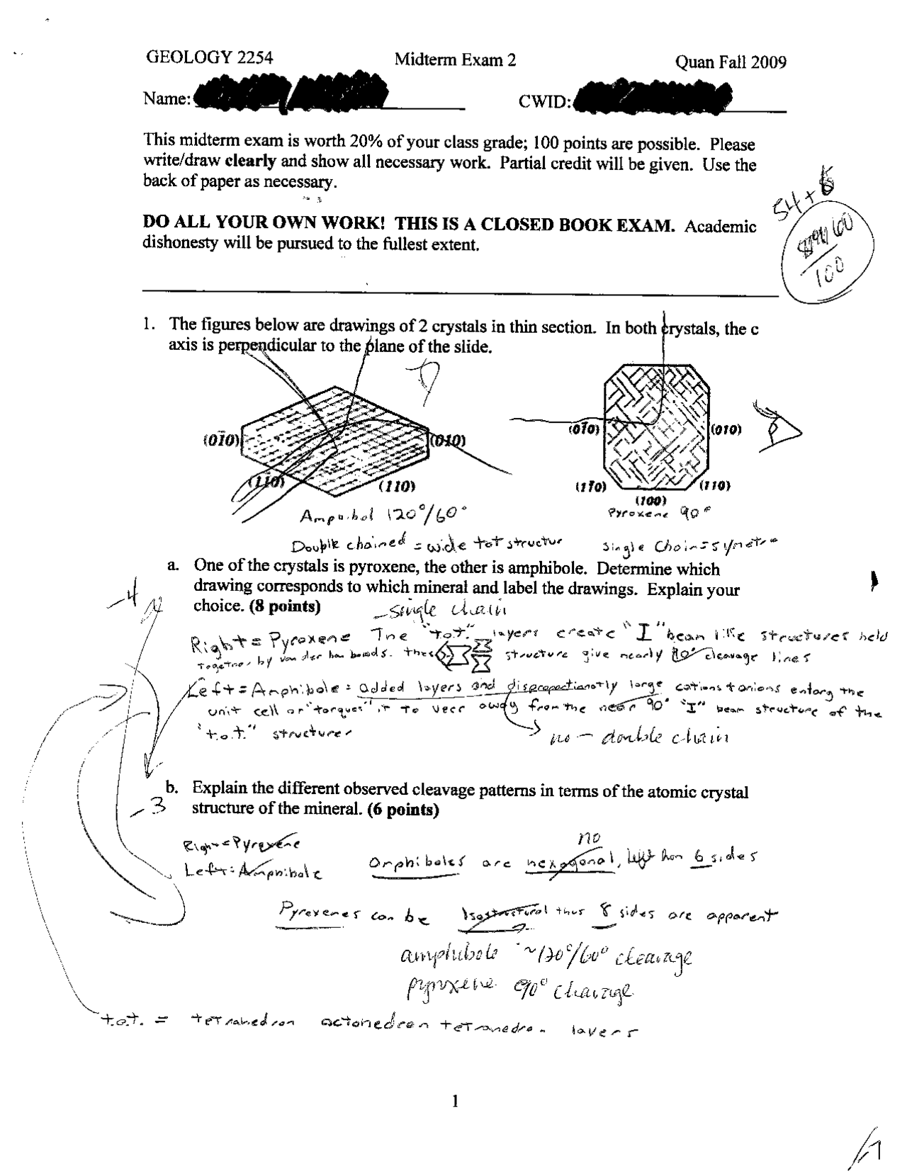 Midterm Exam 2 With Solutions Practical Mineralogy Geol 2254 Docsity