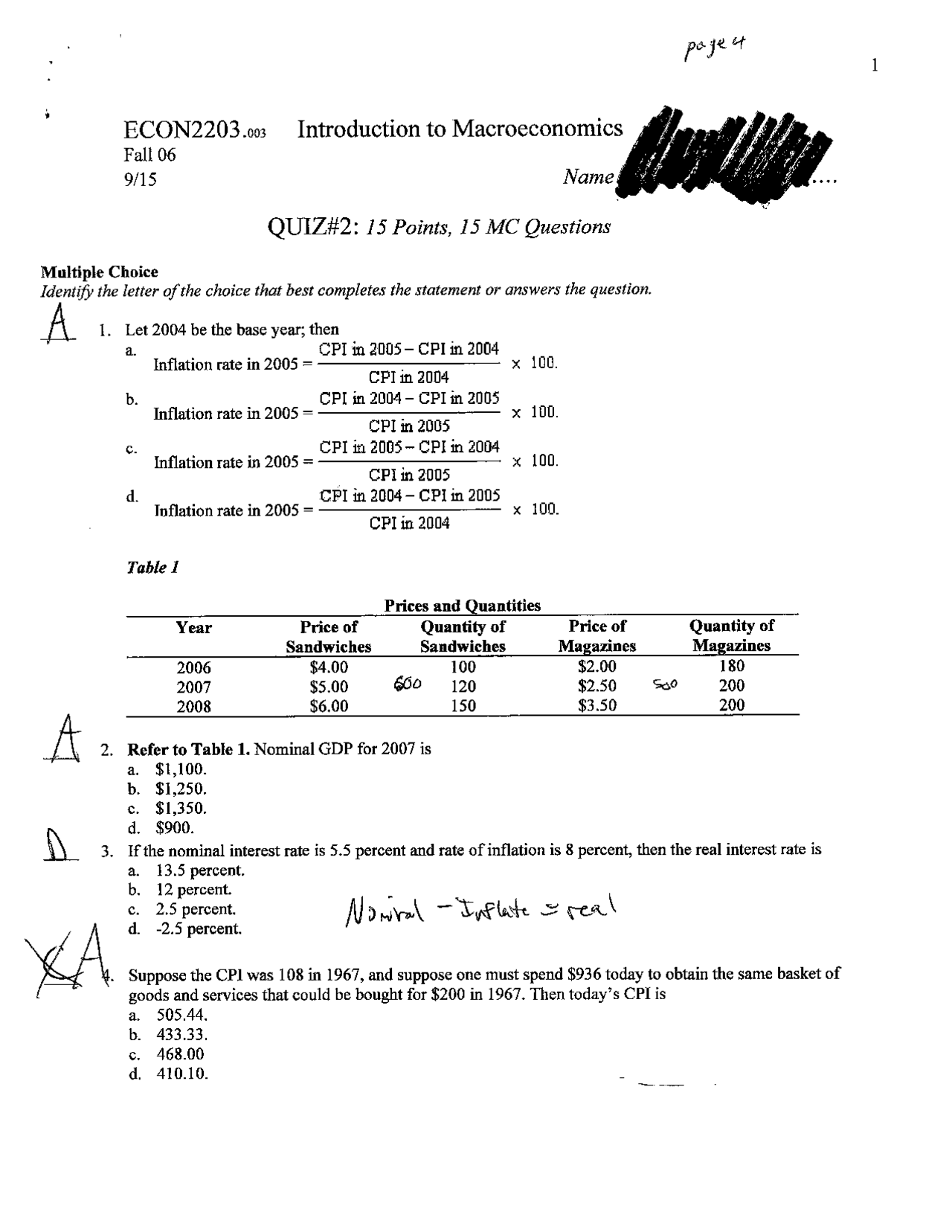 15 Mcqs For Quiz 2 Introduction To The Macroeconomic Econ 2203