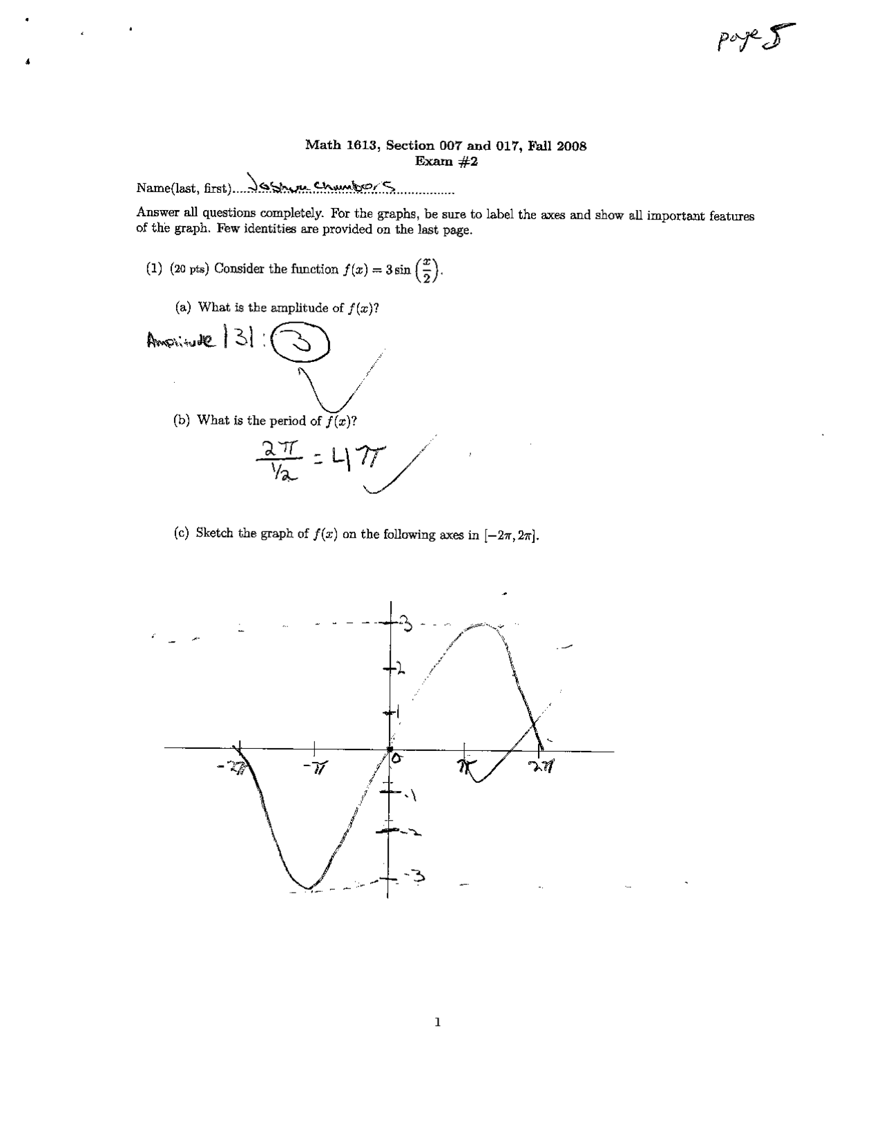 6 Questions On Trigonometry With Solution Exam Math 1613 Docsity