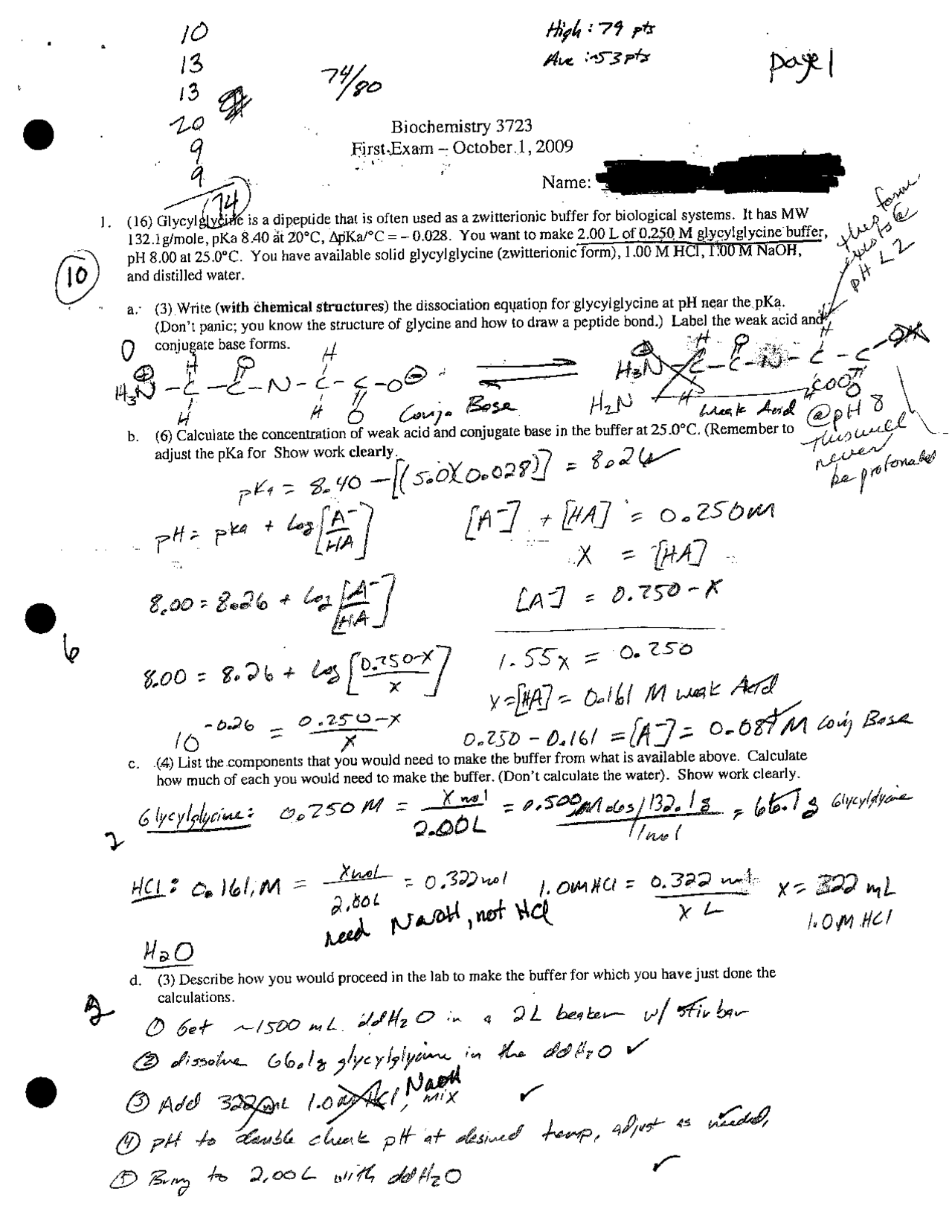 Analytical Biochemistry First Exam With Solutions Bioc 3723 Docsity