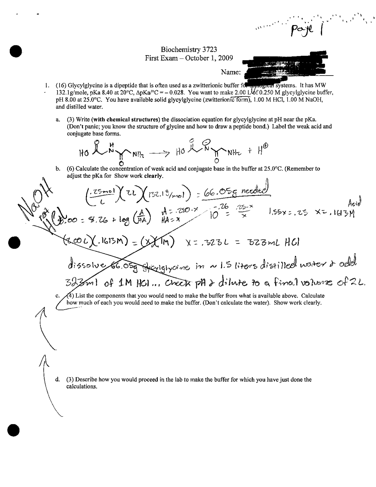 Solutions For Exam 1 Analytical Biochemistry Bioc 3723 Docsity