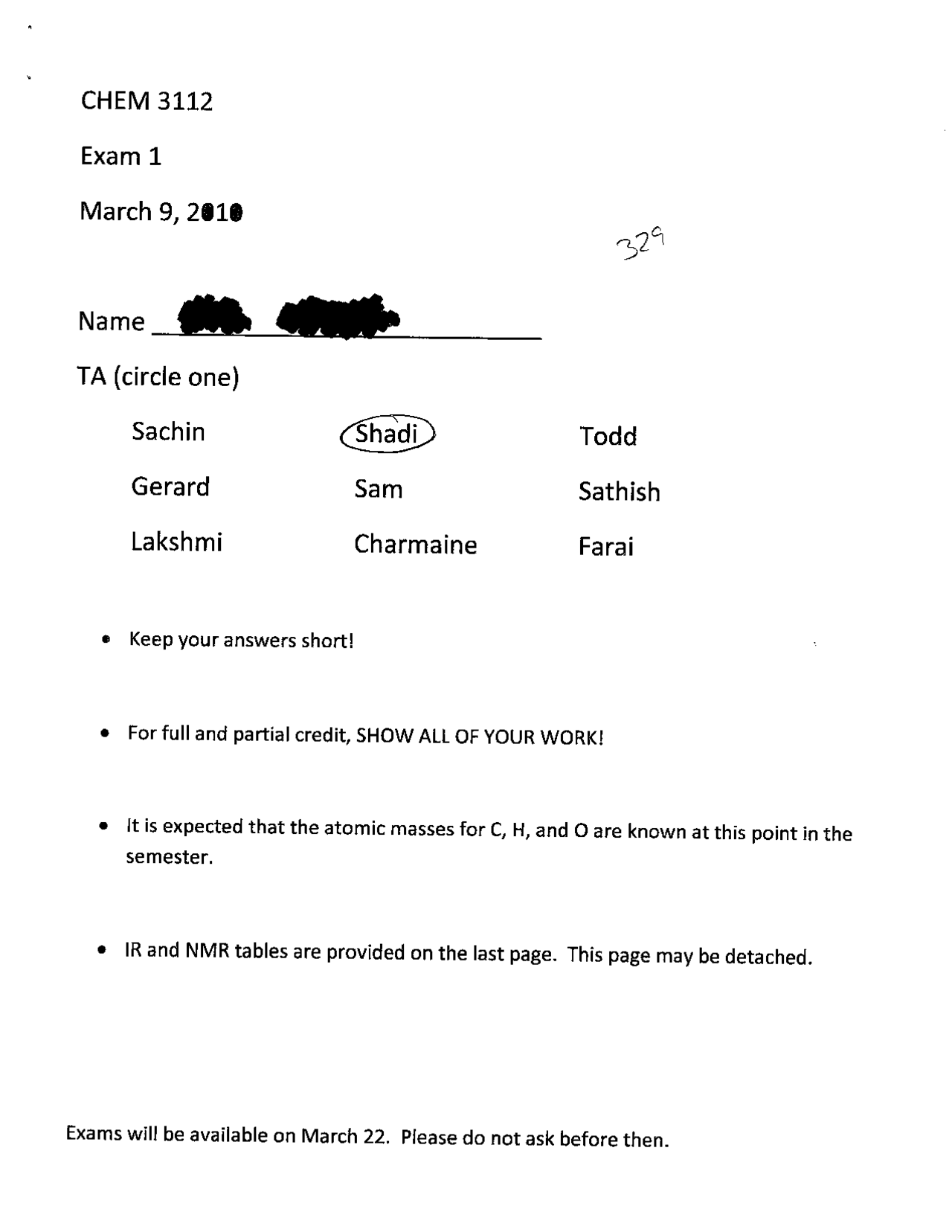 4 Solved Questions On Organic Chemistry Exam 1 Chem 3112 Docsity