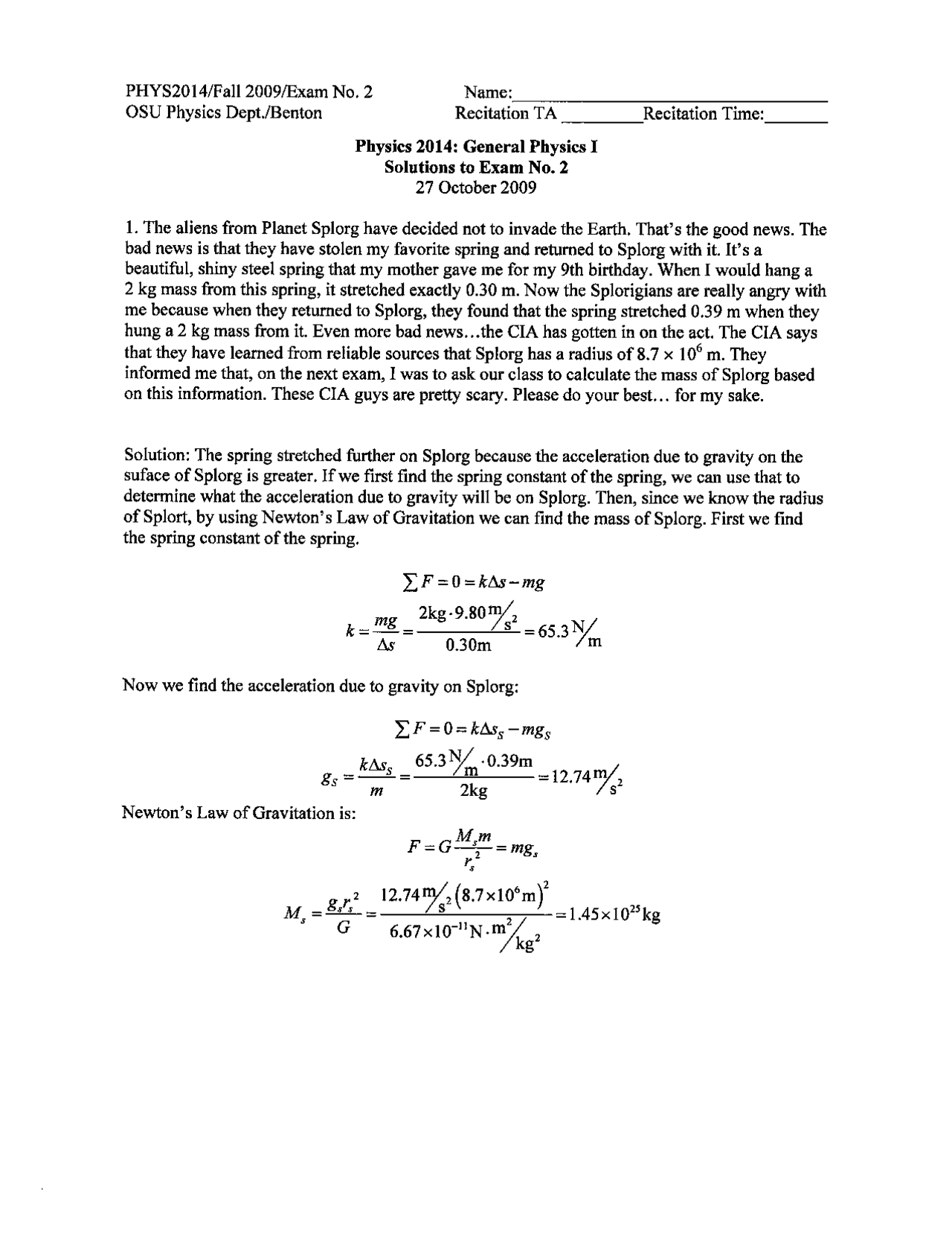 Newton's Law of Gravitation - General Physics | Class Notes | PHYS 2014 ...