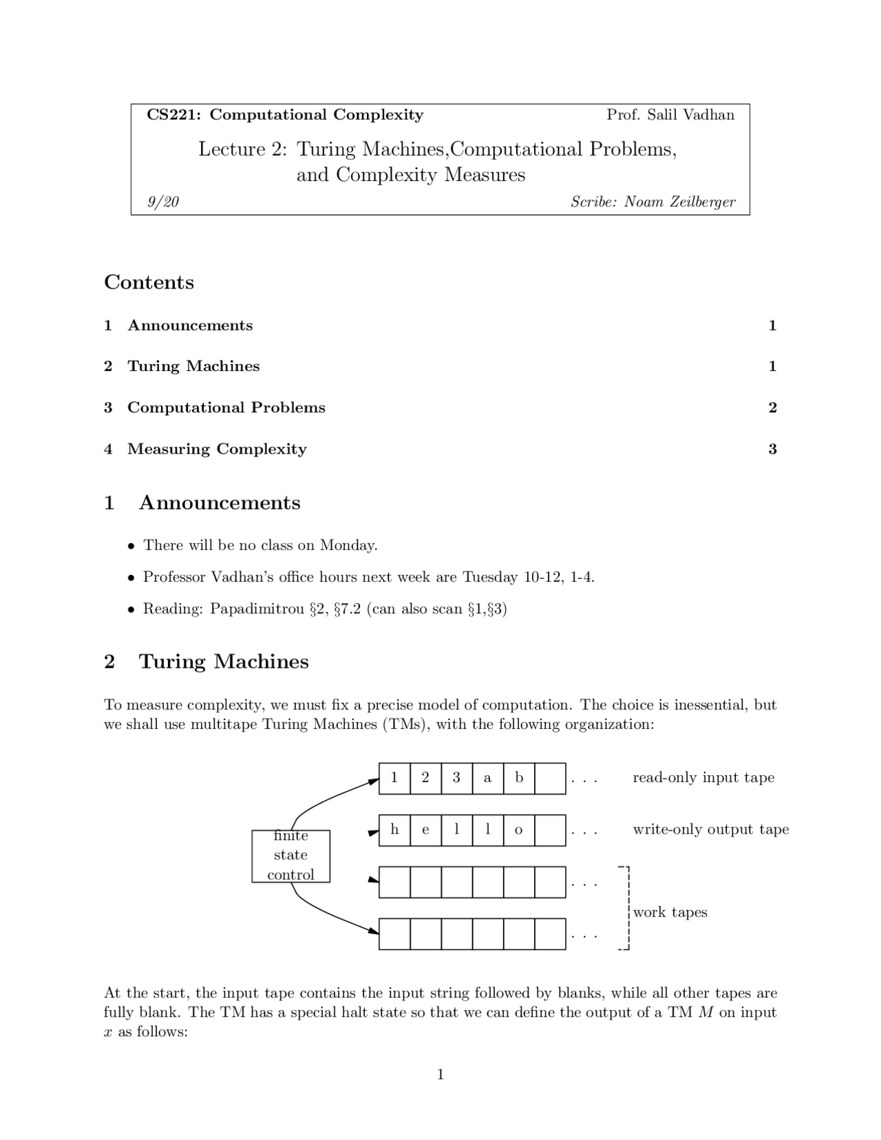 Computational Complexity Turing Machine Lecture Notes Computer 5469