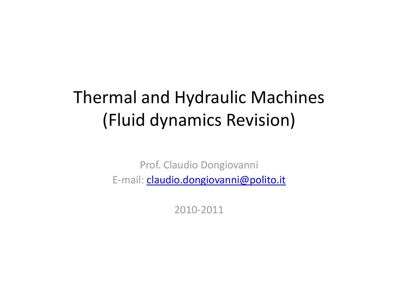 02 Fluid Dynamics Revision Docsity