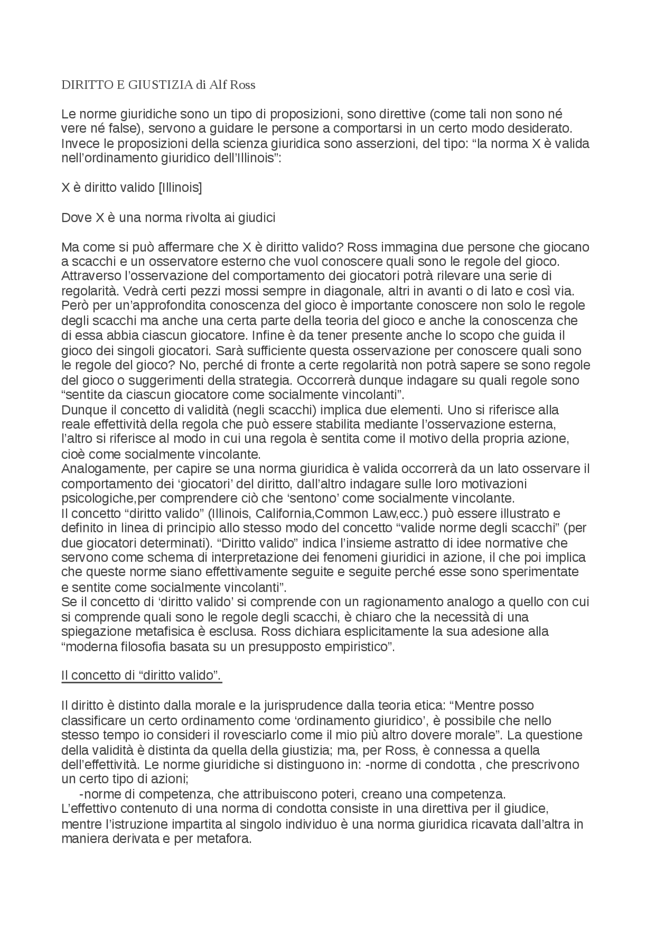 Riassunto Di Filosofia Del Diritto Rif Diritto E Giustizia Alf Ross