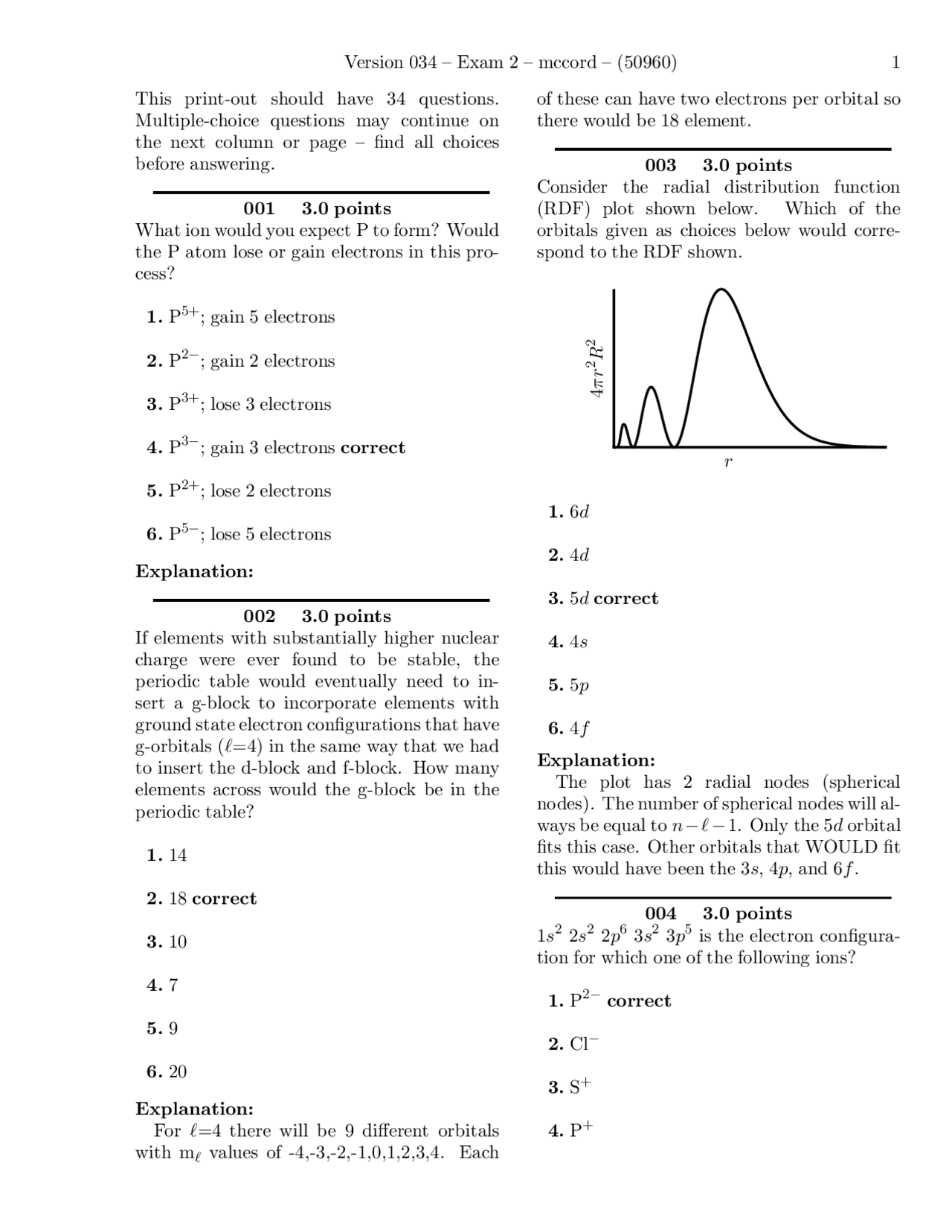 Solved Questions For Exam 2 Principles Of Biochemistry I Ch 301