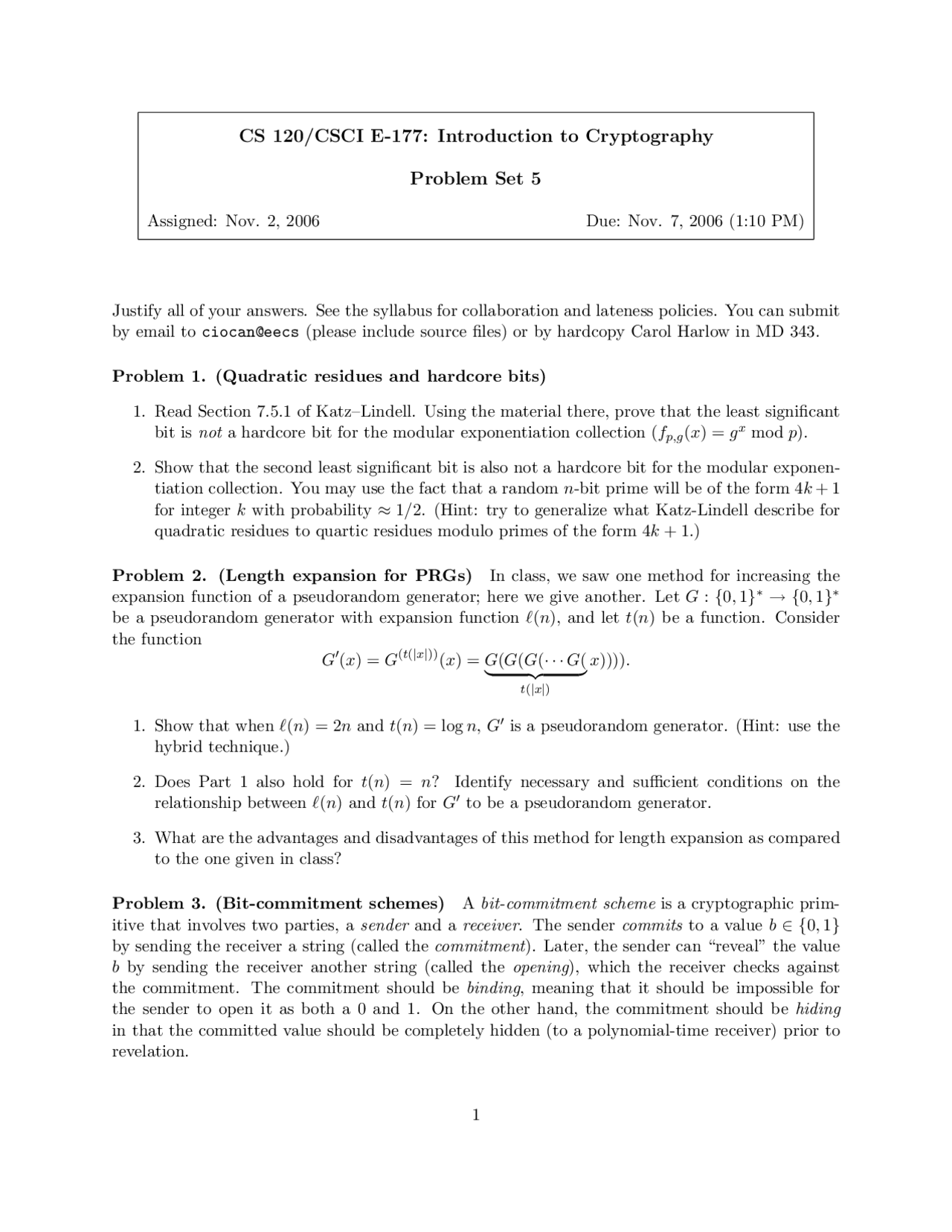 Cryptography 5 Exercises Computer Science Docsity