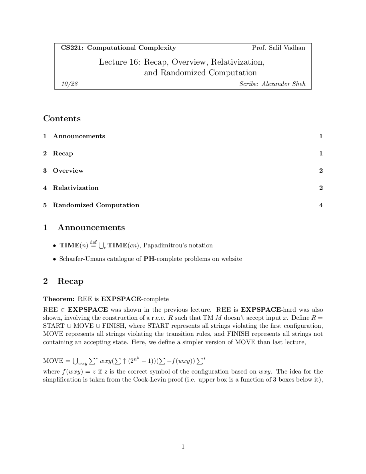 Computational Complexity Randomized Computation Lecture Notes